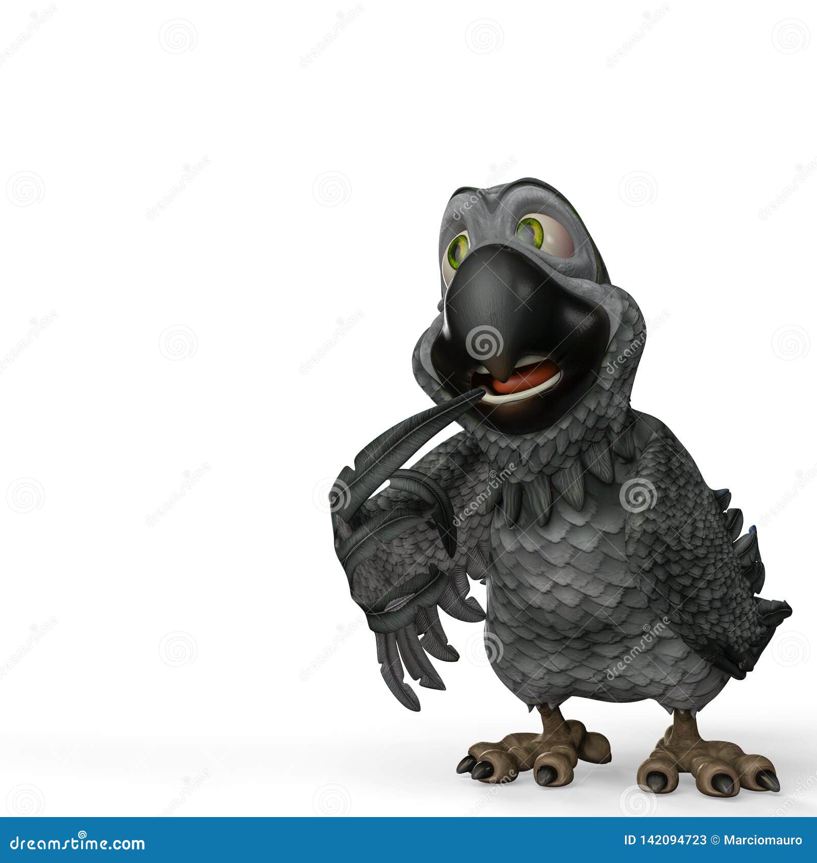 Grey Parrot Cartoon Thinking about with a Copy Space Stock Illustration ...