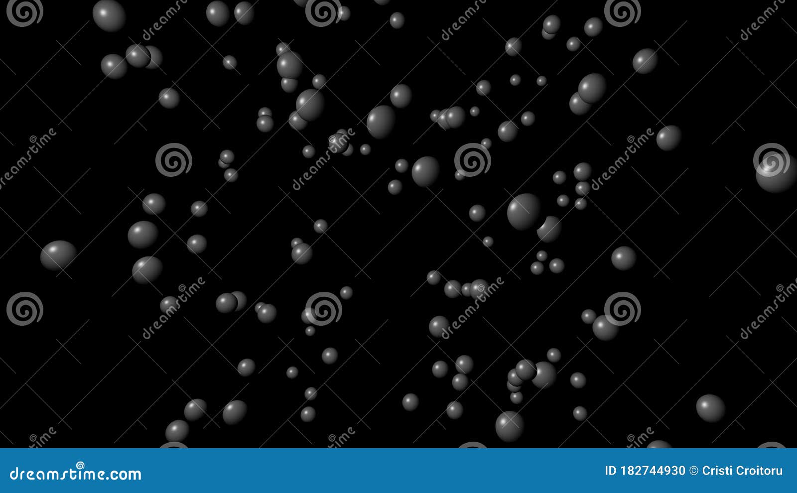 Grey Particles or Spheres on Black Background. 3D Illustration Stock ...