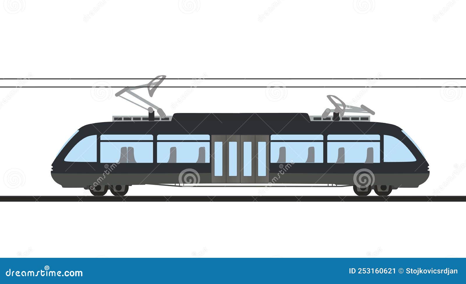 Grey passenger train stock vector. Illustration of side - 253160621