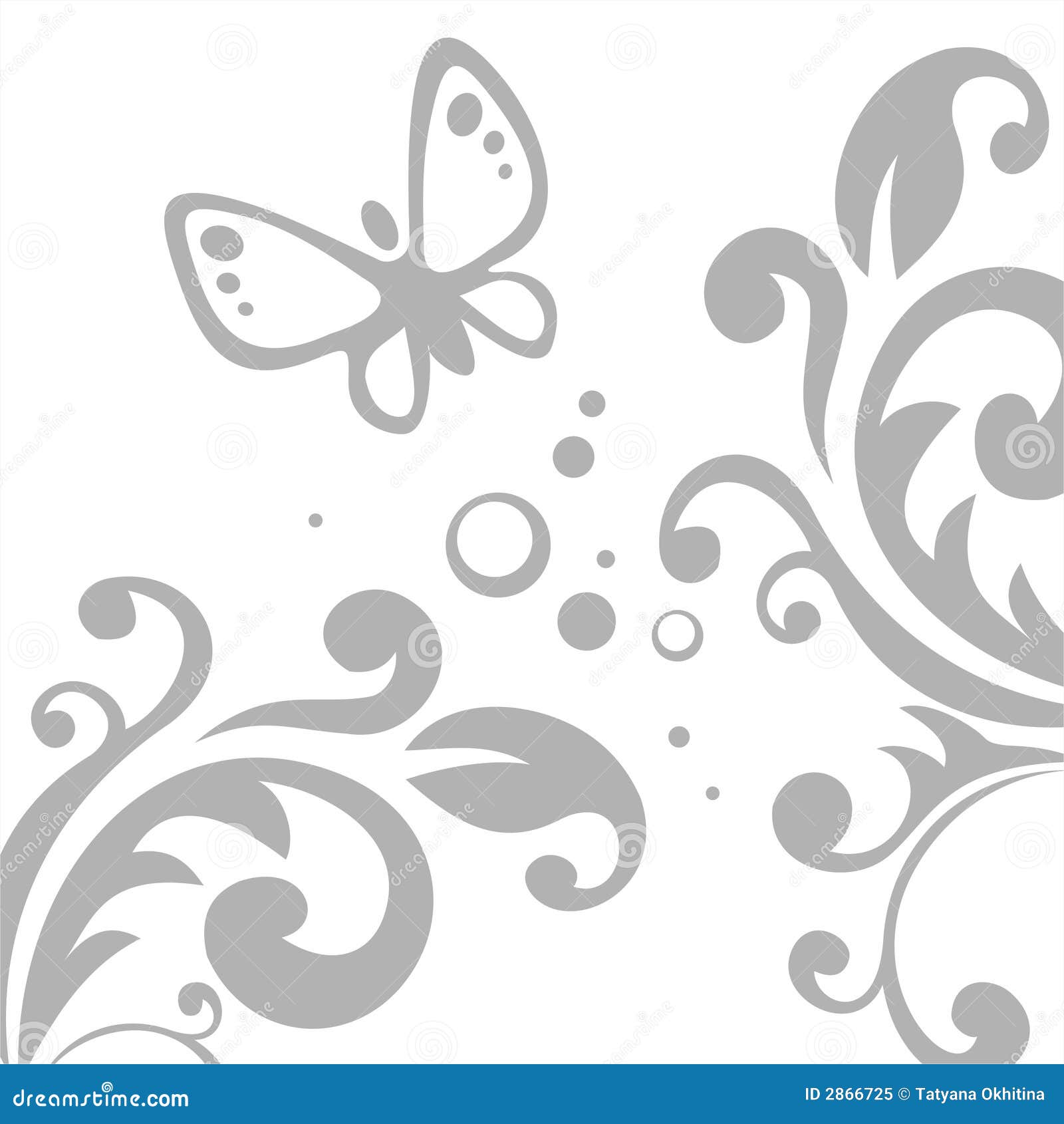 Grey pattern and butterfly stock vector. Illustration of flower - 2866725