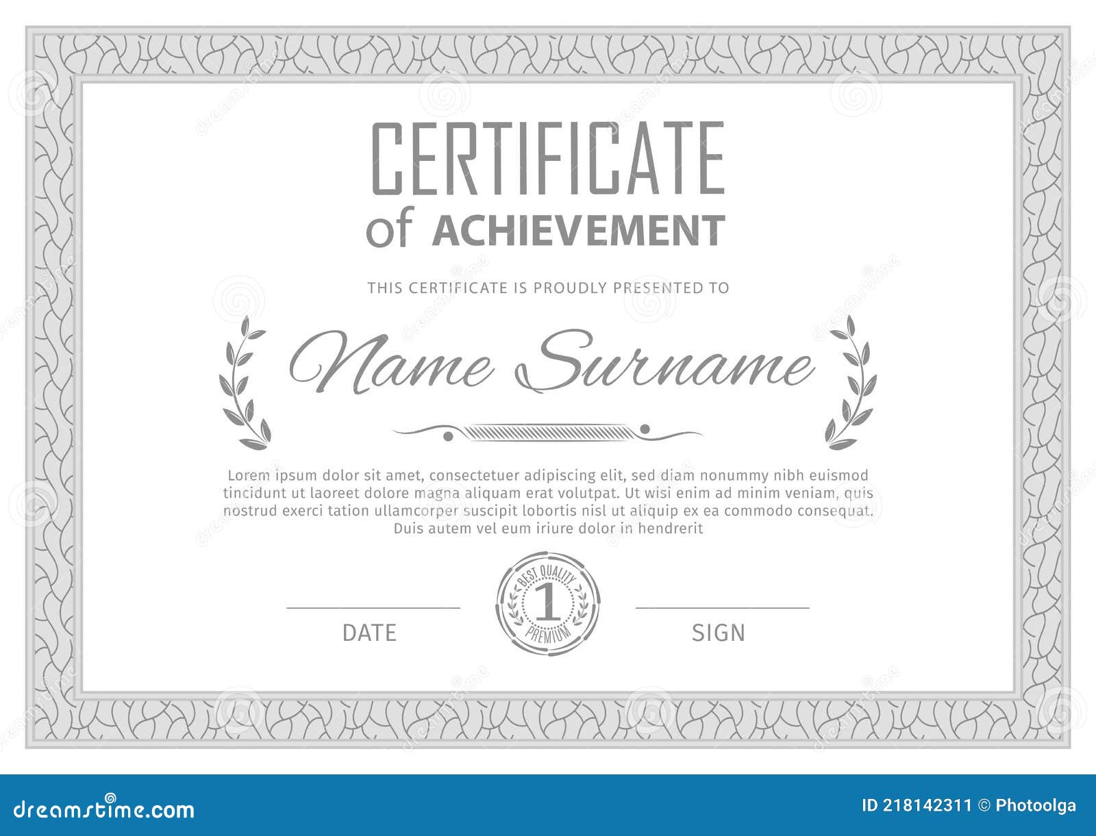 Grey Patternl Border Certificate. Business Simple Design Stock Vector ...