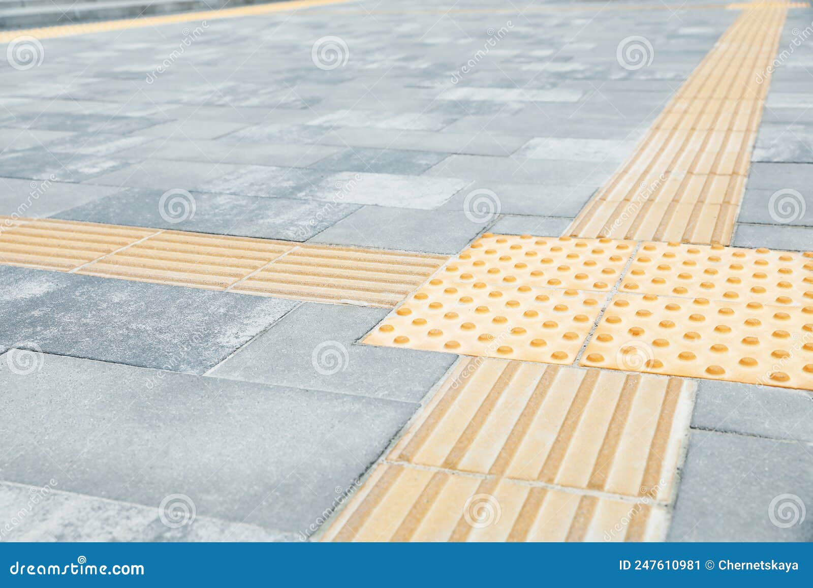 Grey Pavement with Tactile Tiles Outdoors. Public Environment ...