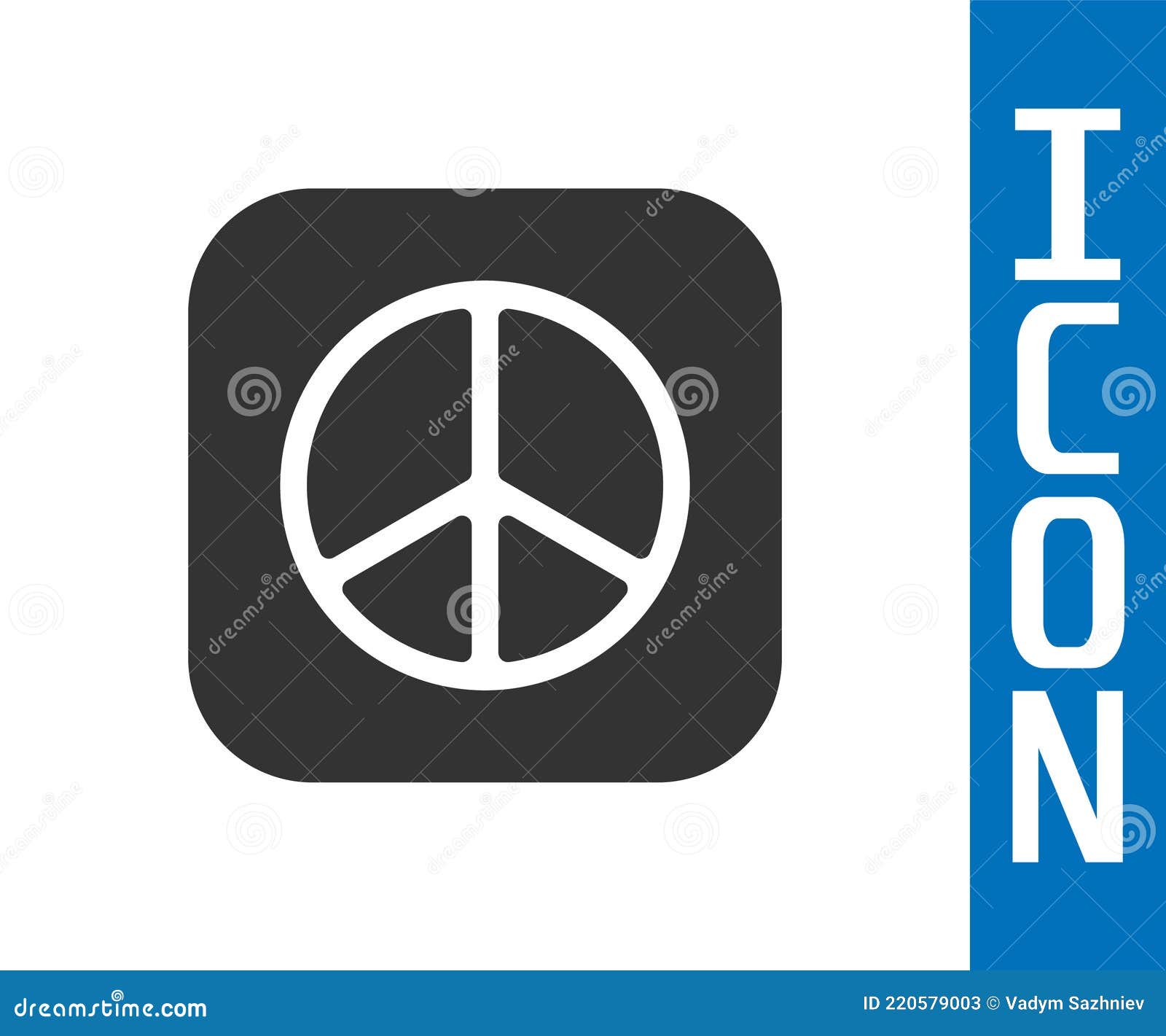 Grey Peace Icon Isolated on White Background. Hippie Symbol of Peace ...