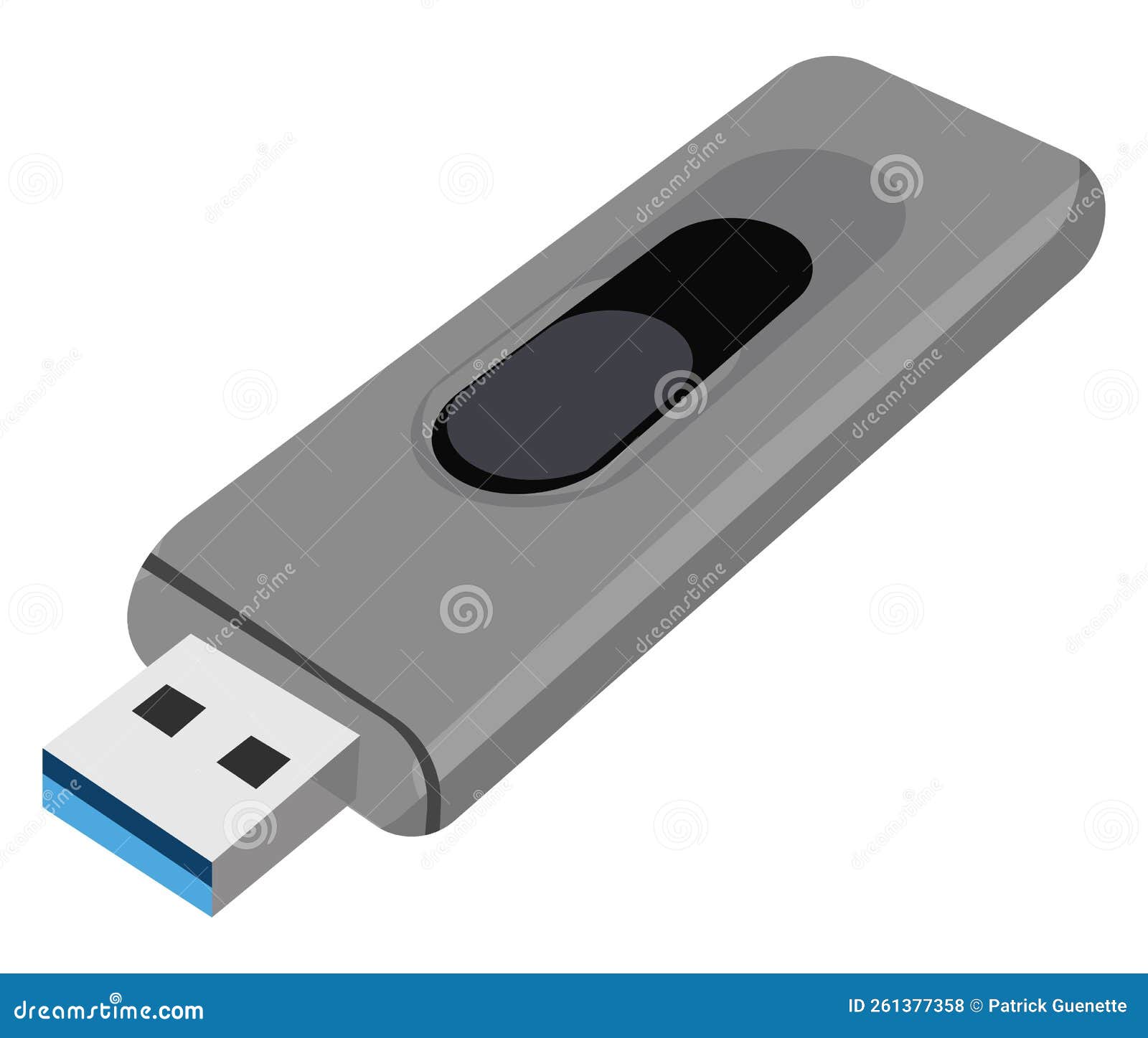 Grey pen drive, icon stock vector. Illustration of plug - 261377358