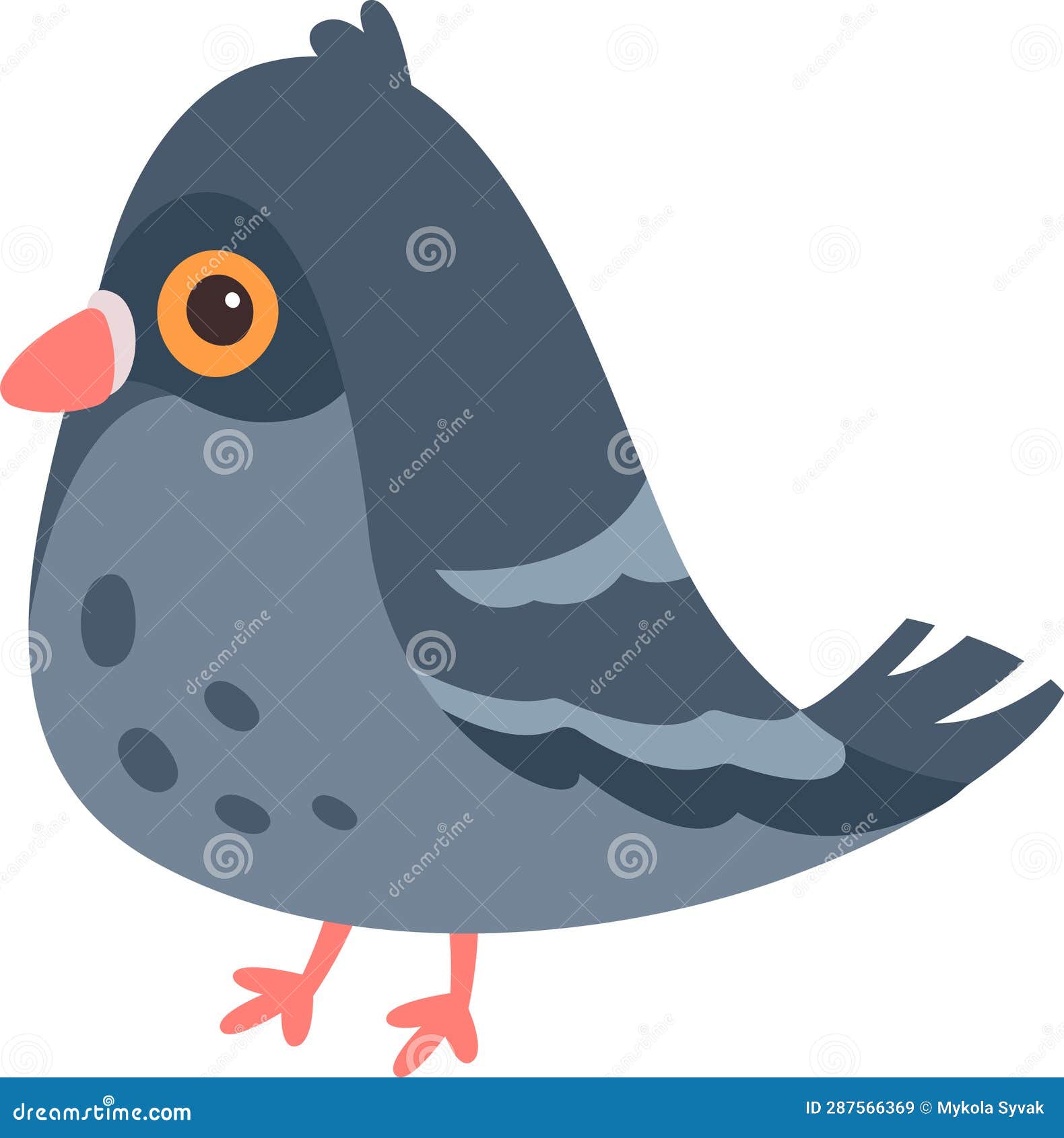 Grey Pigeon Character stock illustration. Illustration of gray - 287566369