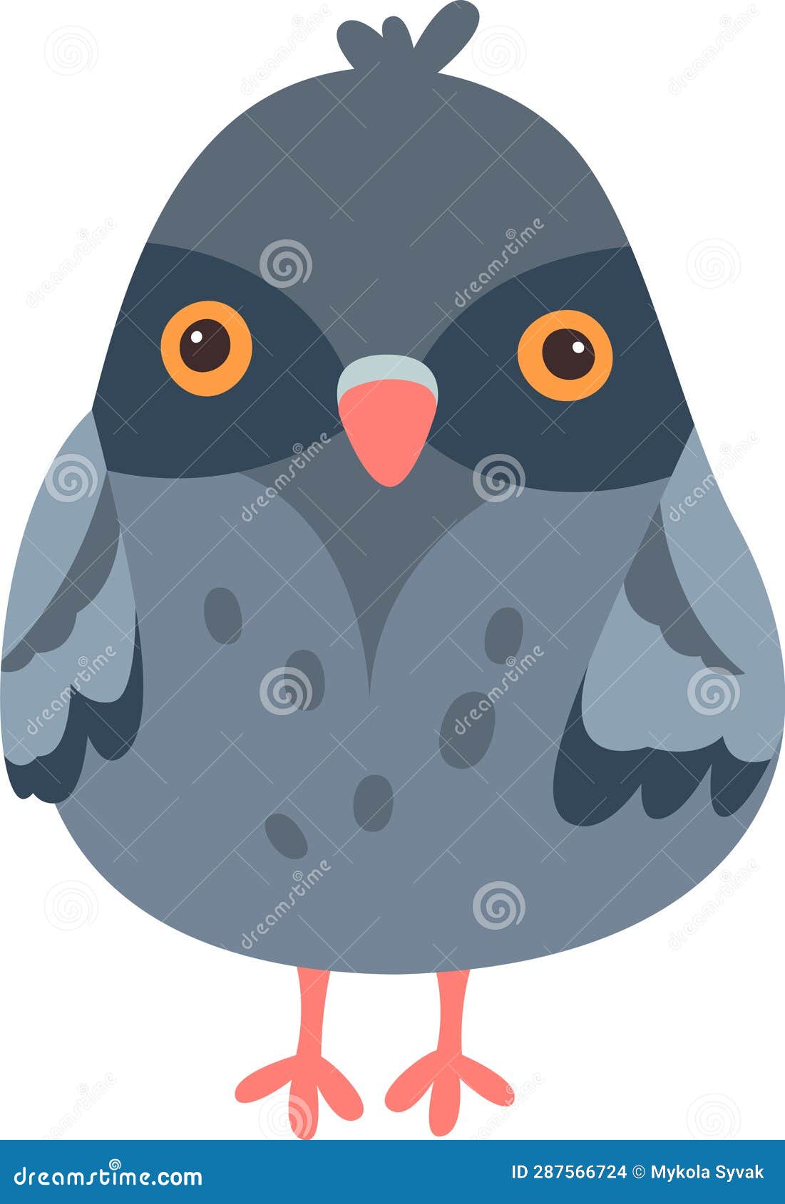 Grey Pigeon Character stock vector. Illustration of isolated - 287566724