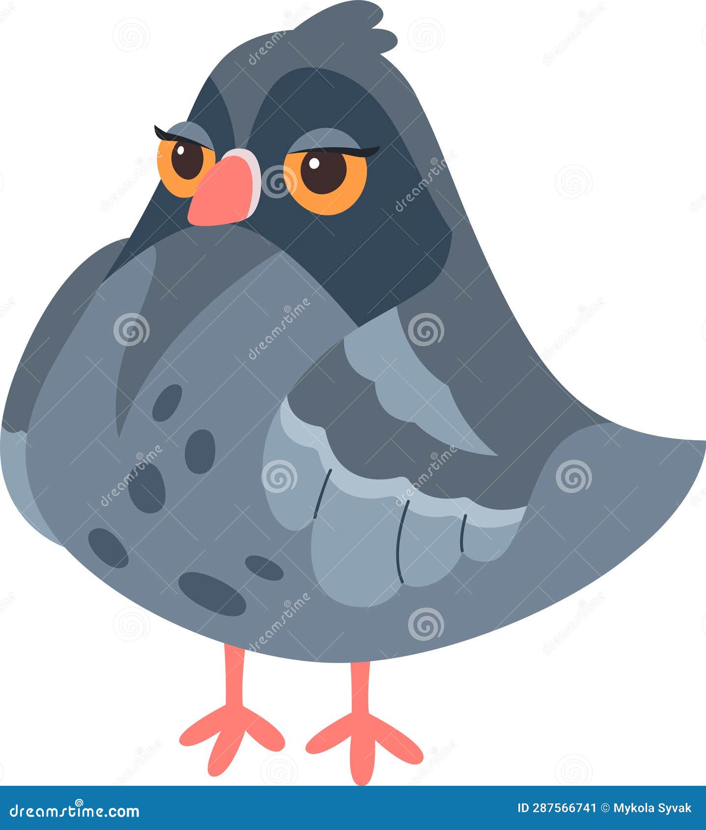 Grey Pigeon Character stock illustration. Illustration of flight ...