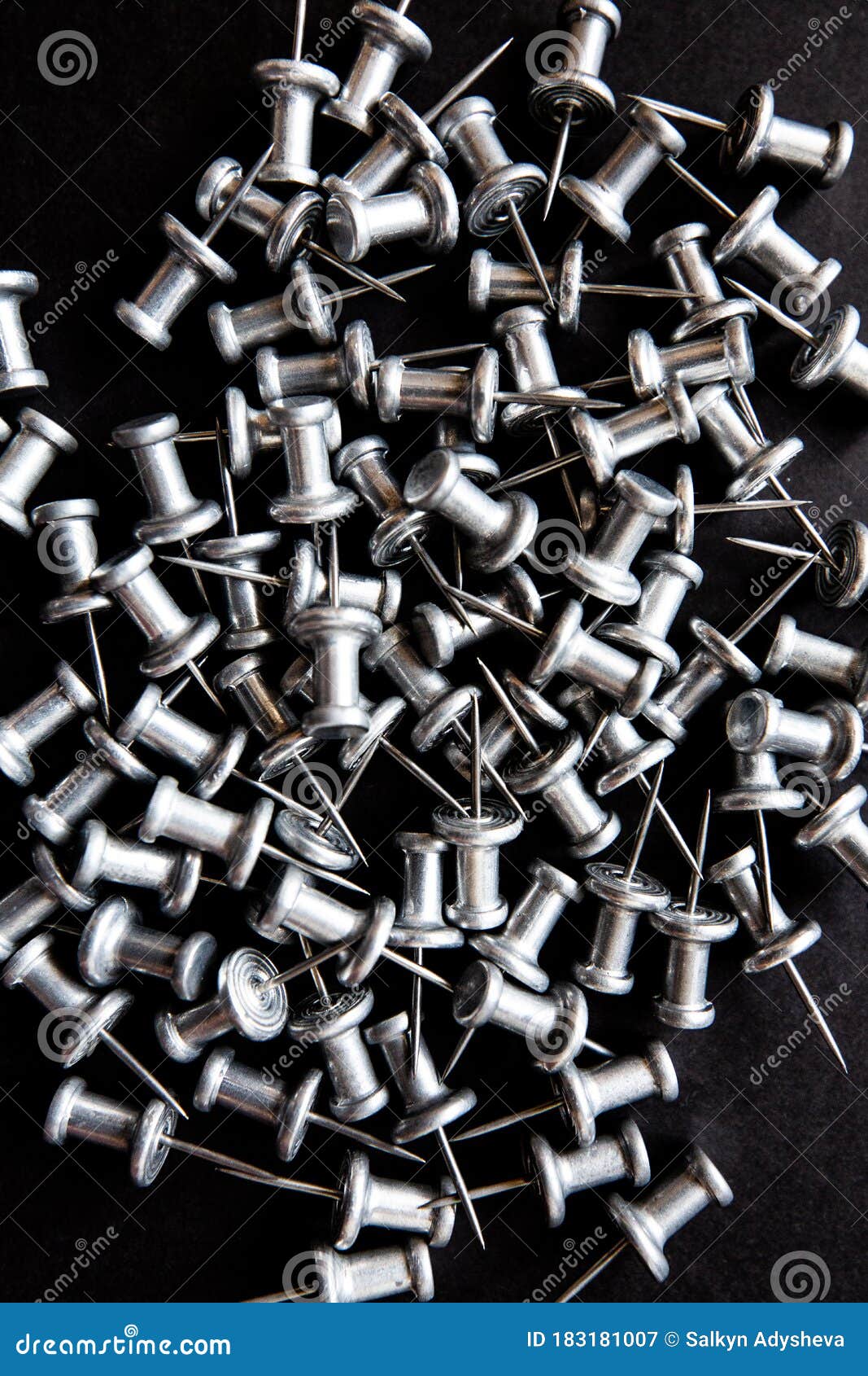 Grey Pins on a Black Background Close Up Stock Image - Image of pinhead ...