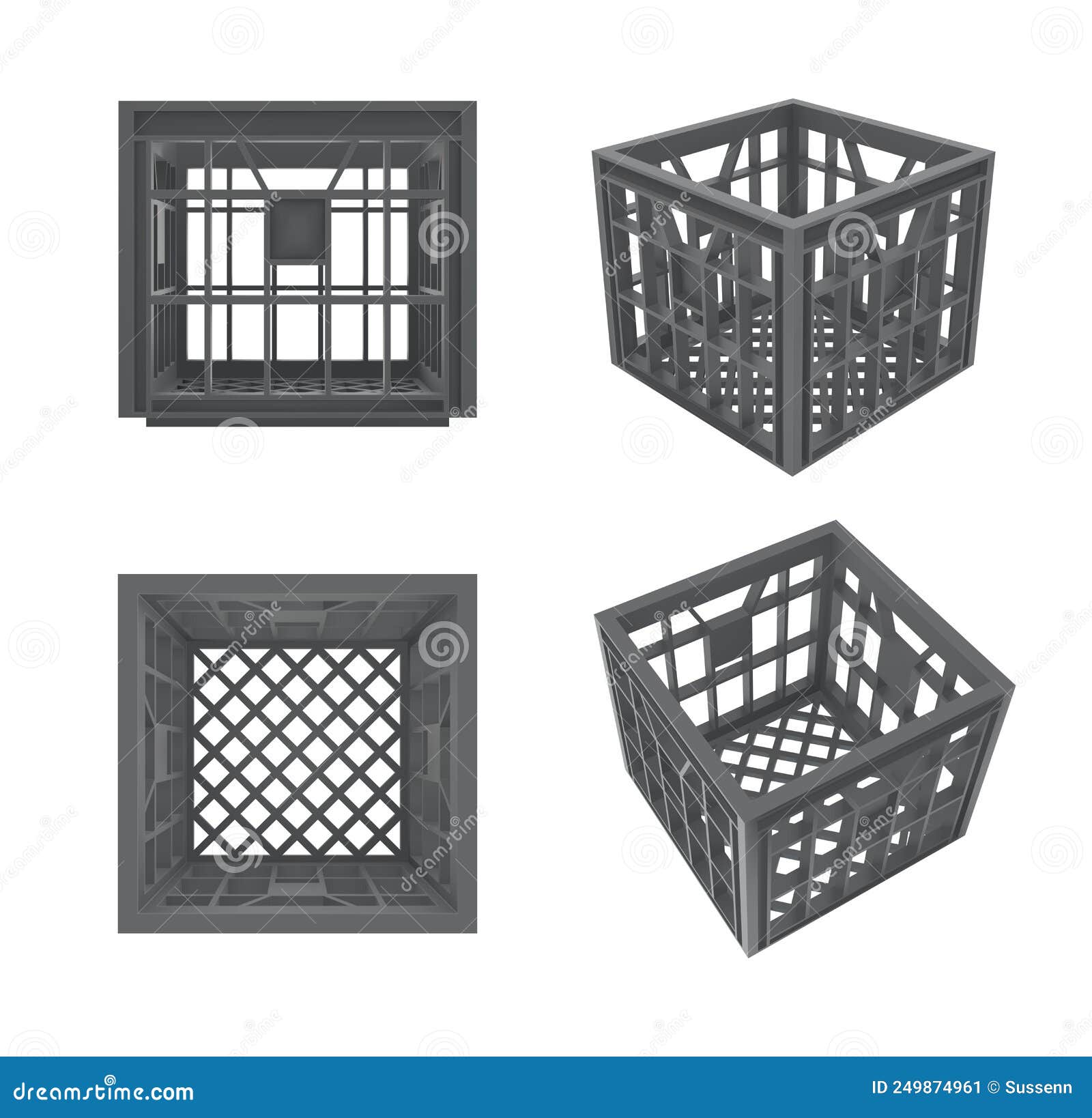 Grey Plastic Crate stock vector. Illustration of cage - 249874961