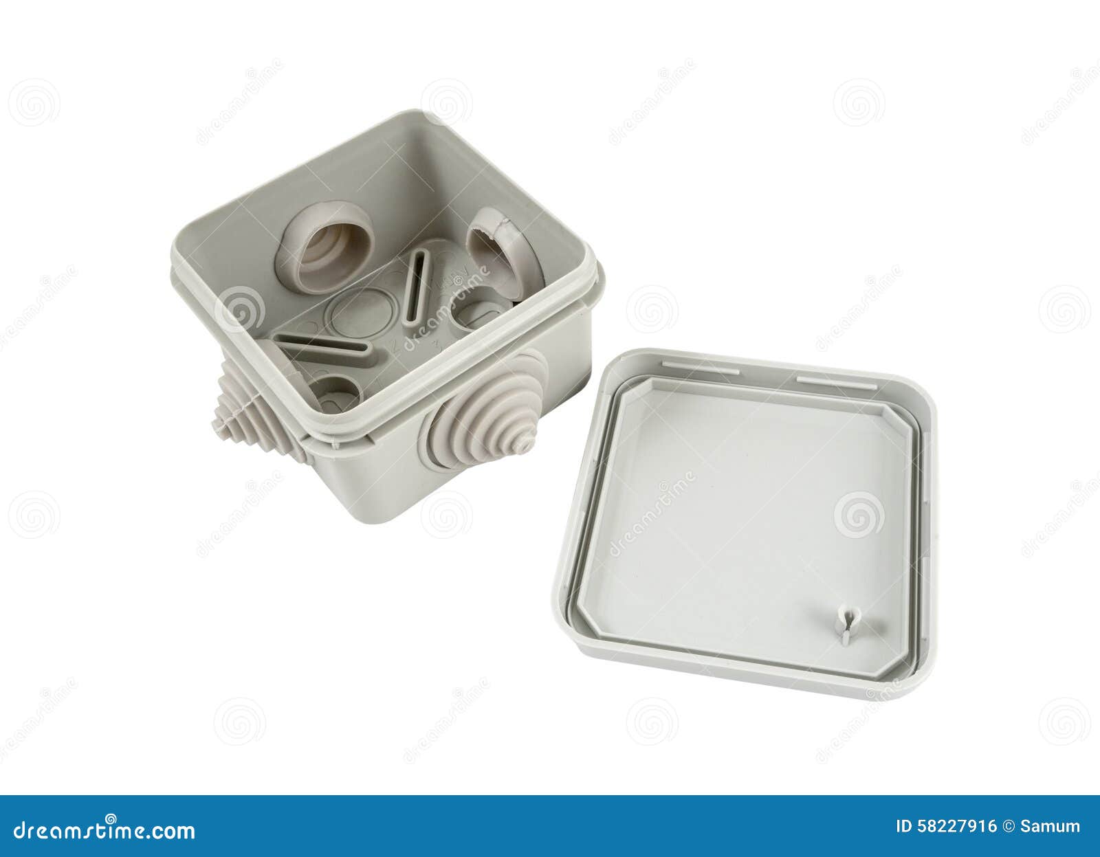 Grey Plastic Electrical Junction Stock Photo - Image of industry, cable ...