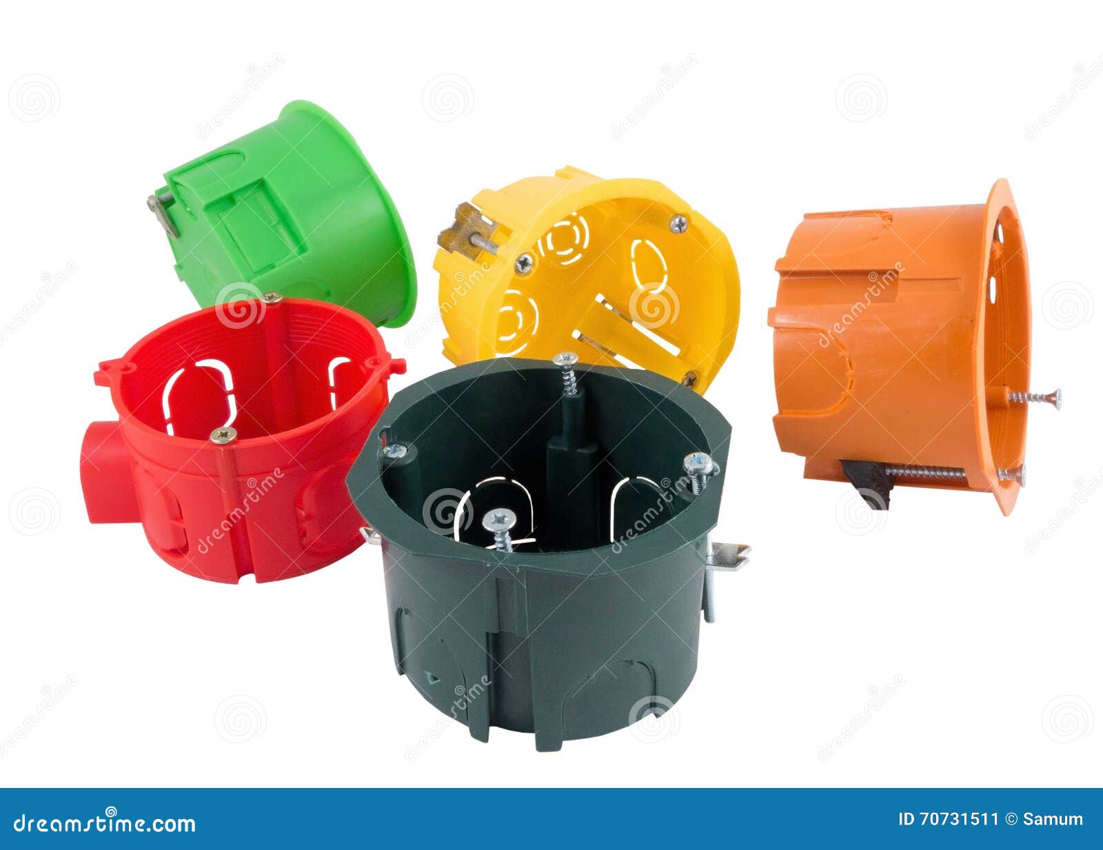 Electrical Junction Boxes With Plastic Corrugated Pipes With Ele Stock ...