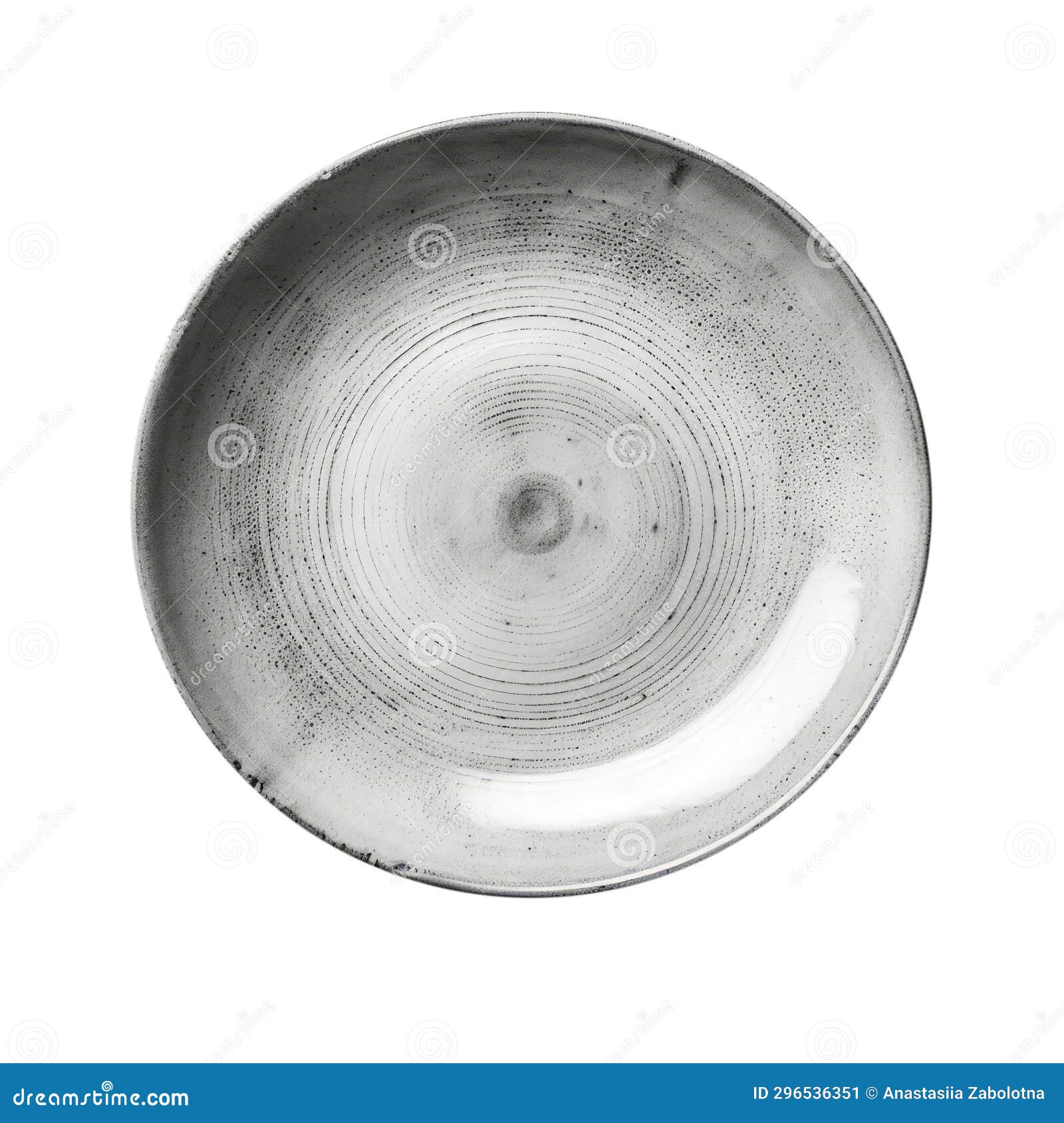Grey Plate Directly Above View on Isolated White Background Stock ...