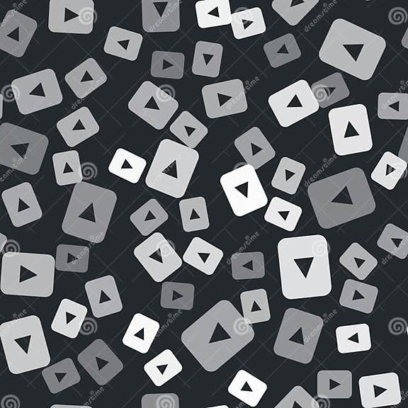Grey Play Button Icon Isolated Seamless Pattern on Black Background ...