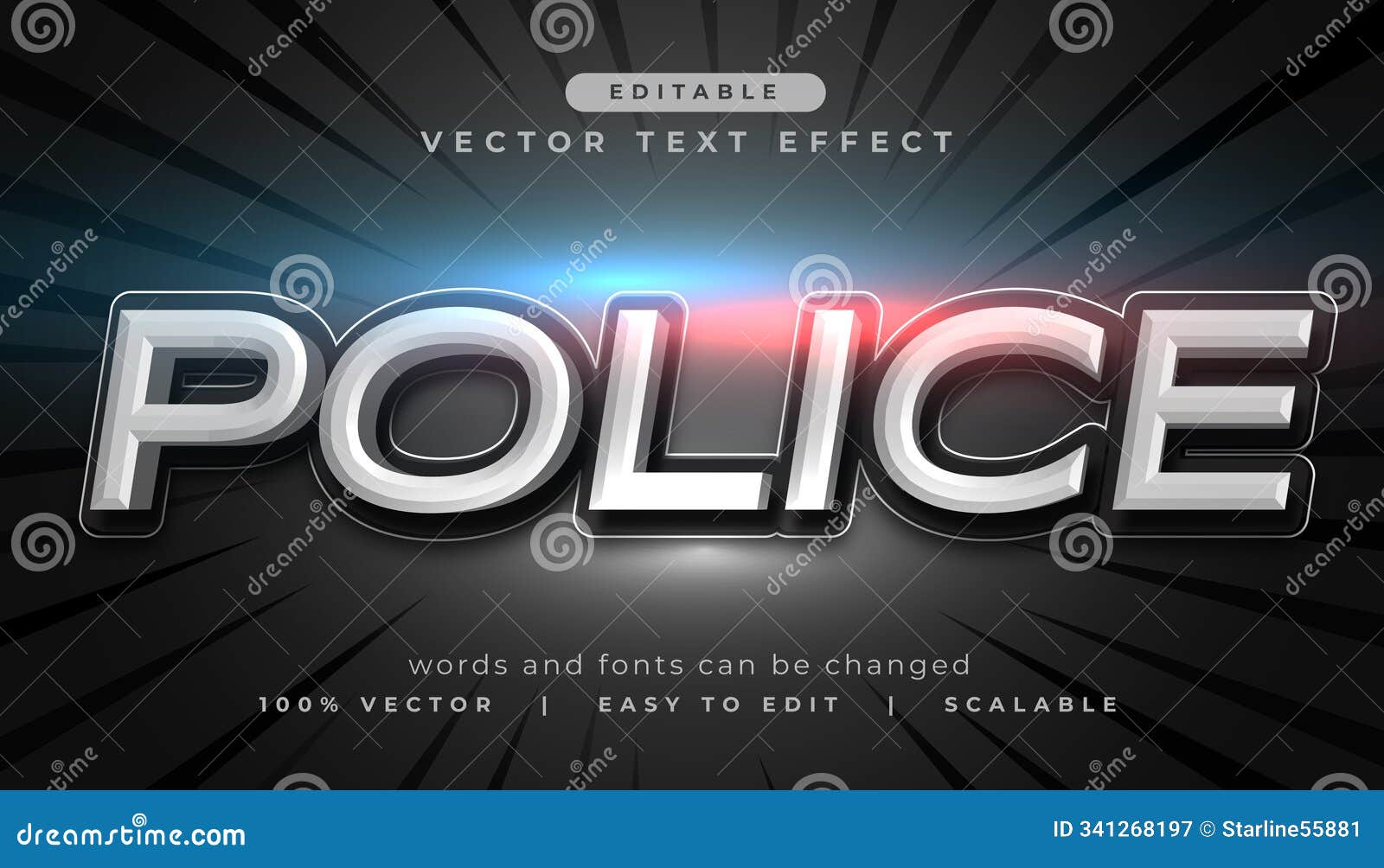 Grey Police Text Effect Editable Lettering Stock Vector - Illustration ...
