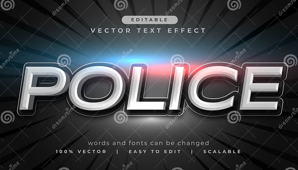 Grey Police Text Effect Editable Lettering Stock Vector - Illustration ...