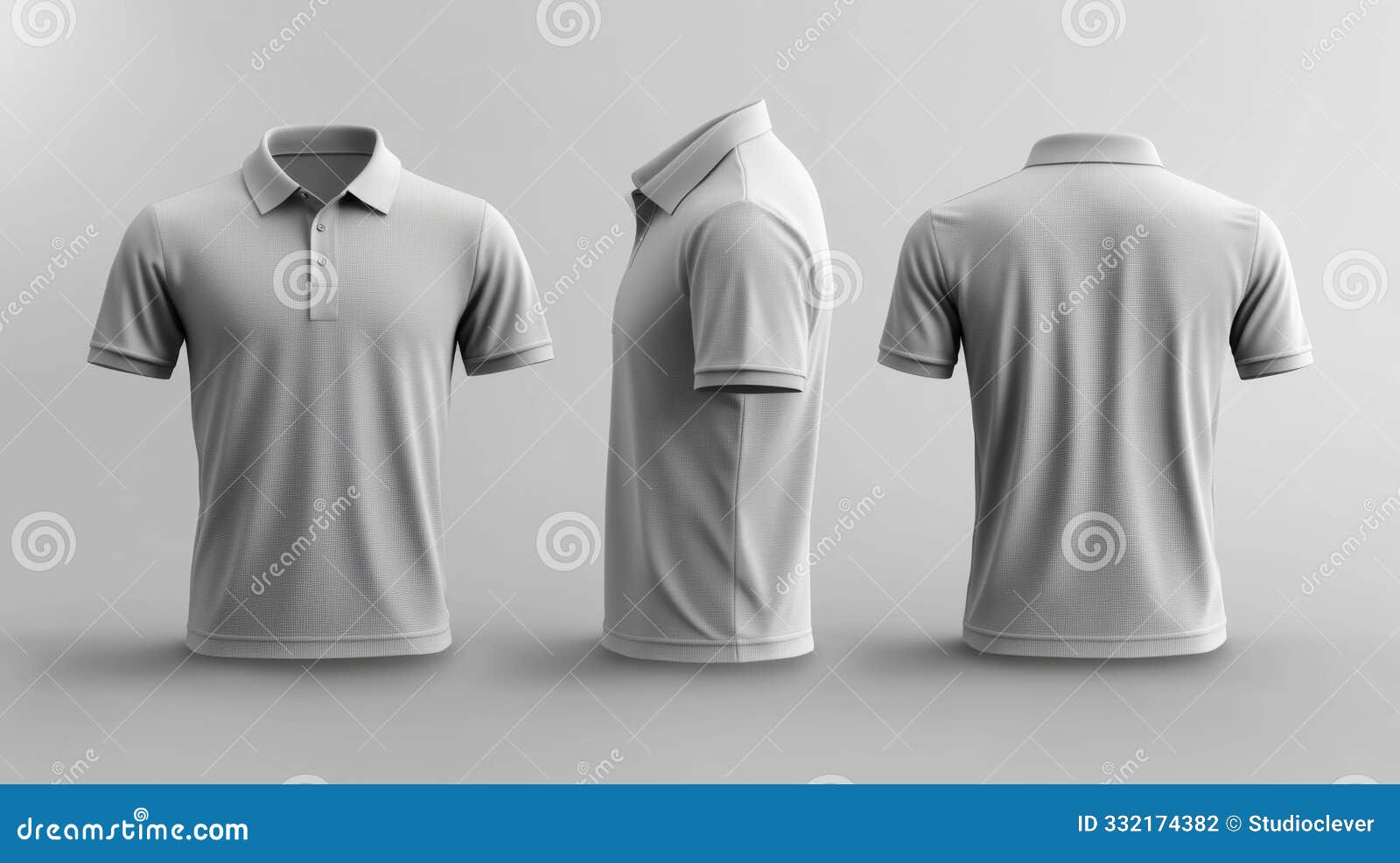 Grey Polo Shirt Displayed from Three Angles Generative AI Stock ...