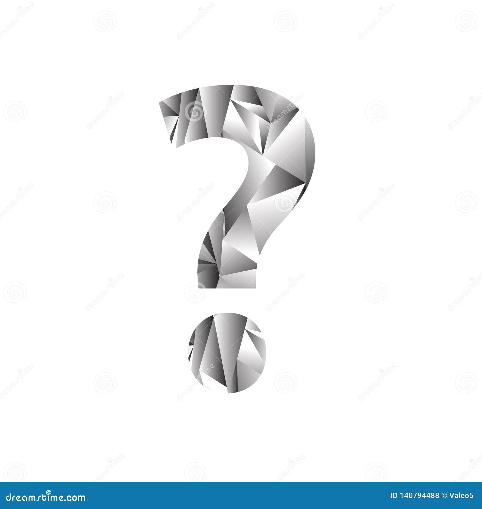 Grey Polygonal Question Mark Isolated on White Background Stock Vector ...