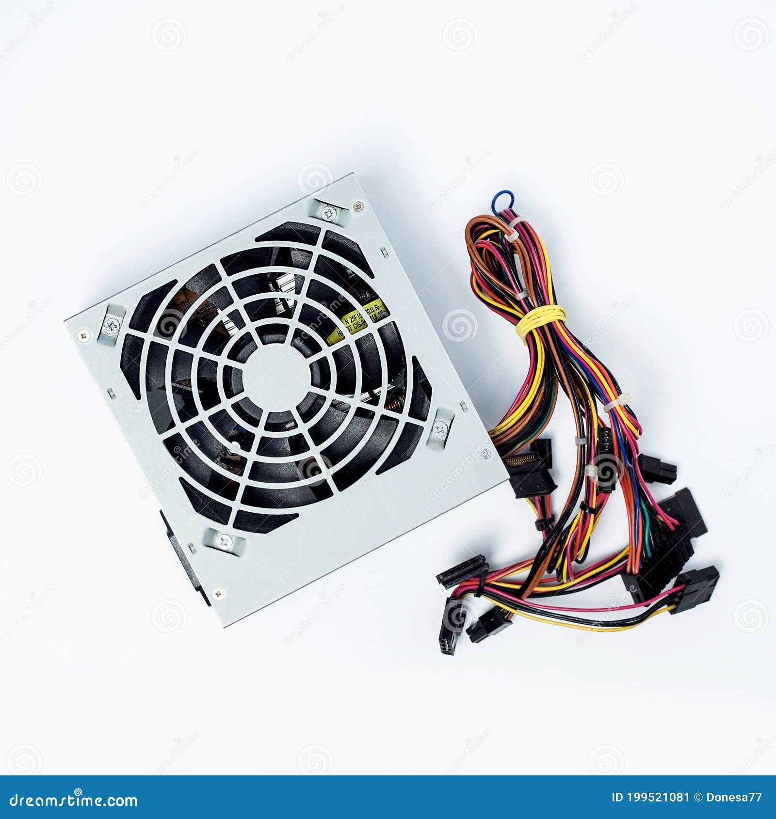 Grey Power Supply Unit Computer with Cables Stock Image - Image of ...