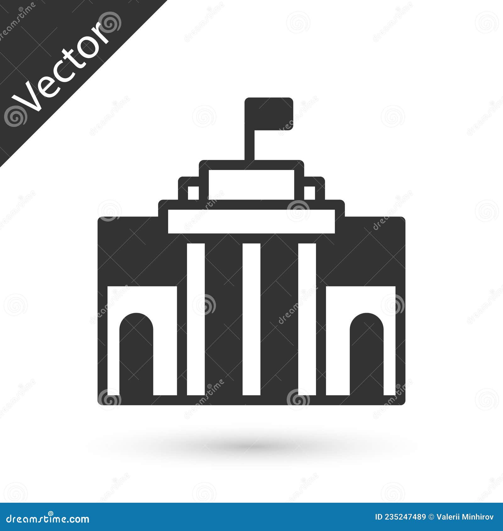 Grey Prado Museum Icon Isolated on White Background. Madrid, Spain ...