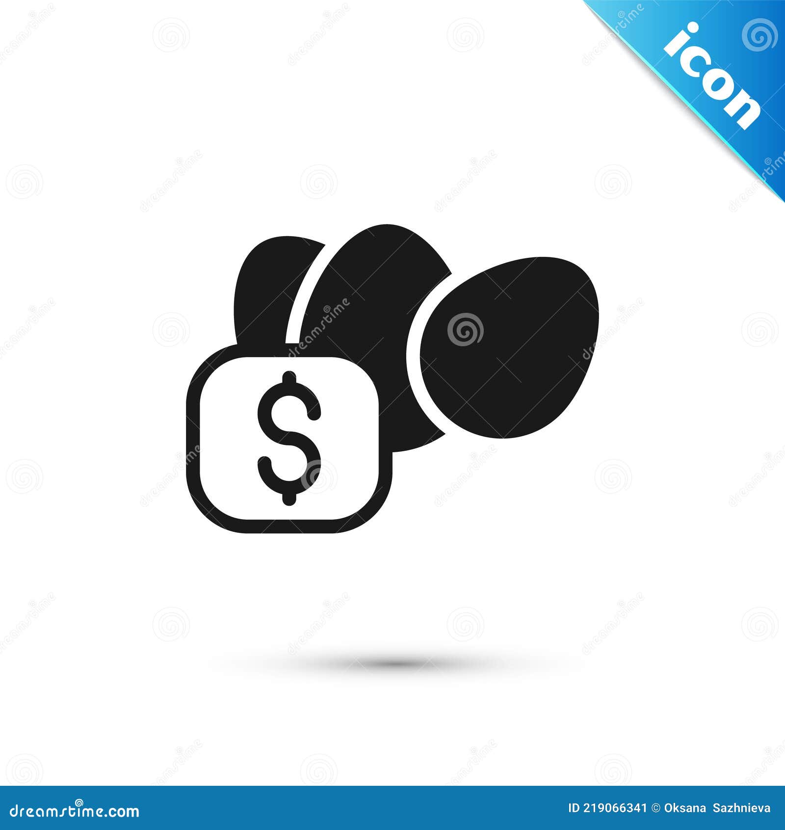 Grey Price Tag for Chicken Egg Icon Isolated on White Background ...