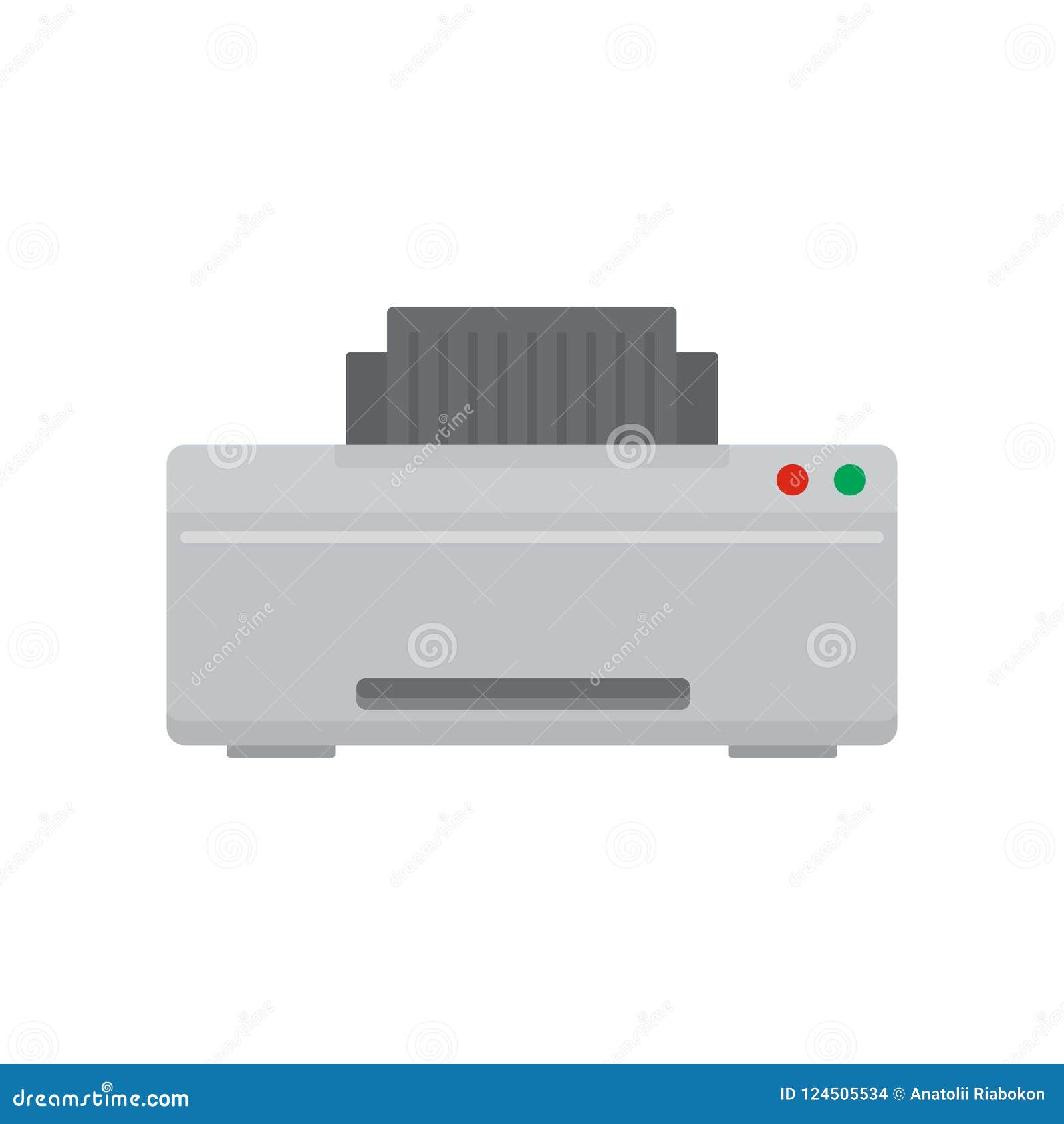 Grey Printer Icon, Flat Style Stock Illustration - Illustration of ...