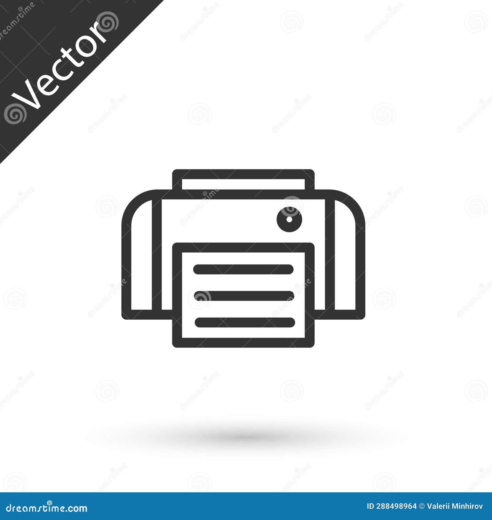 Grey Printer Icon Isolated on White Background. Vector Stock ...