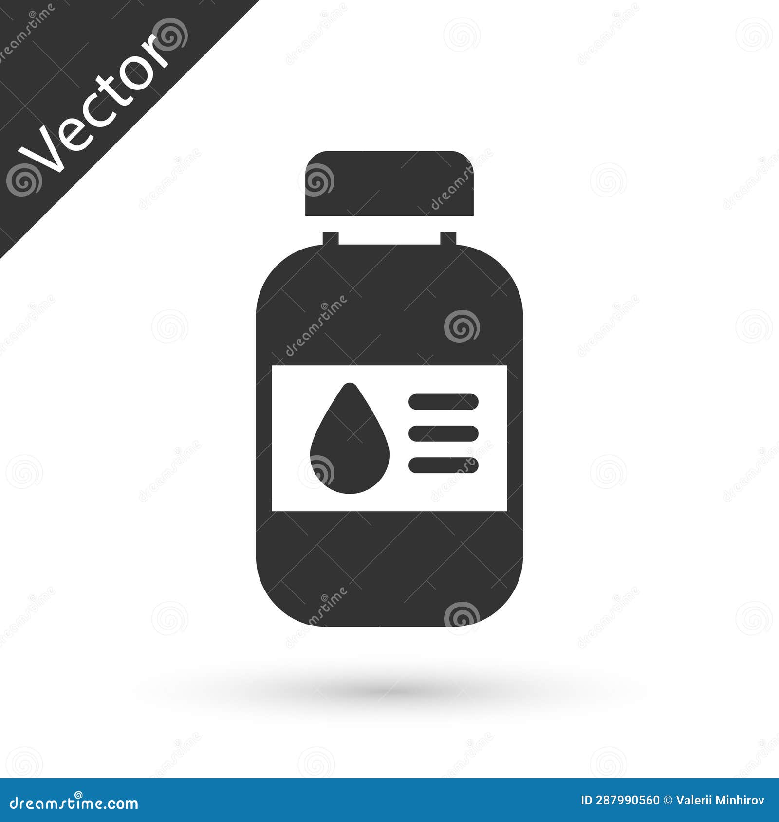 Grey Printer Ink Bottle Icon Isolated on White Background. Vector Stock ...