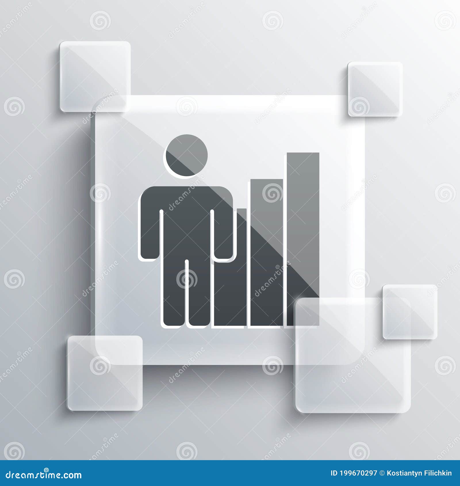 Grey Productive Human Icon on Grey Background. Idea Work, Success ...