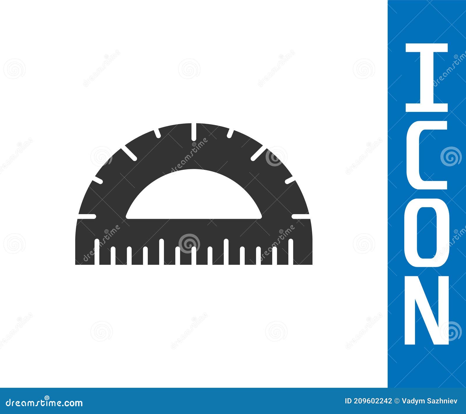 Grey Protractor Grid for Measuring Degrees Icon Isolated on White ...
