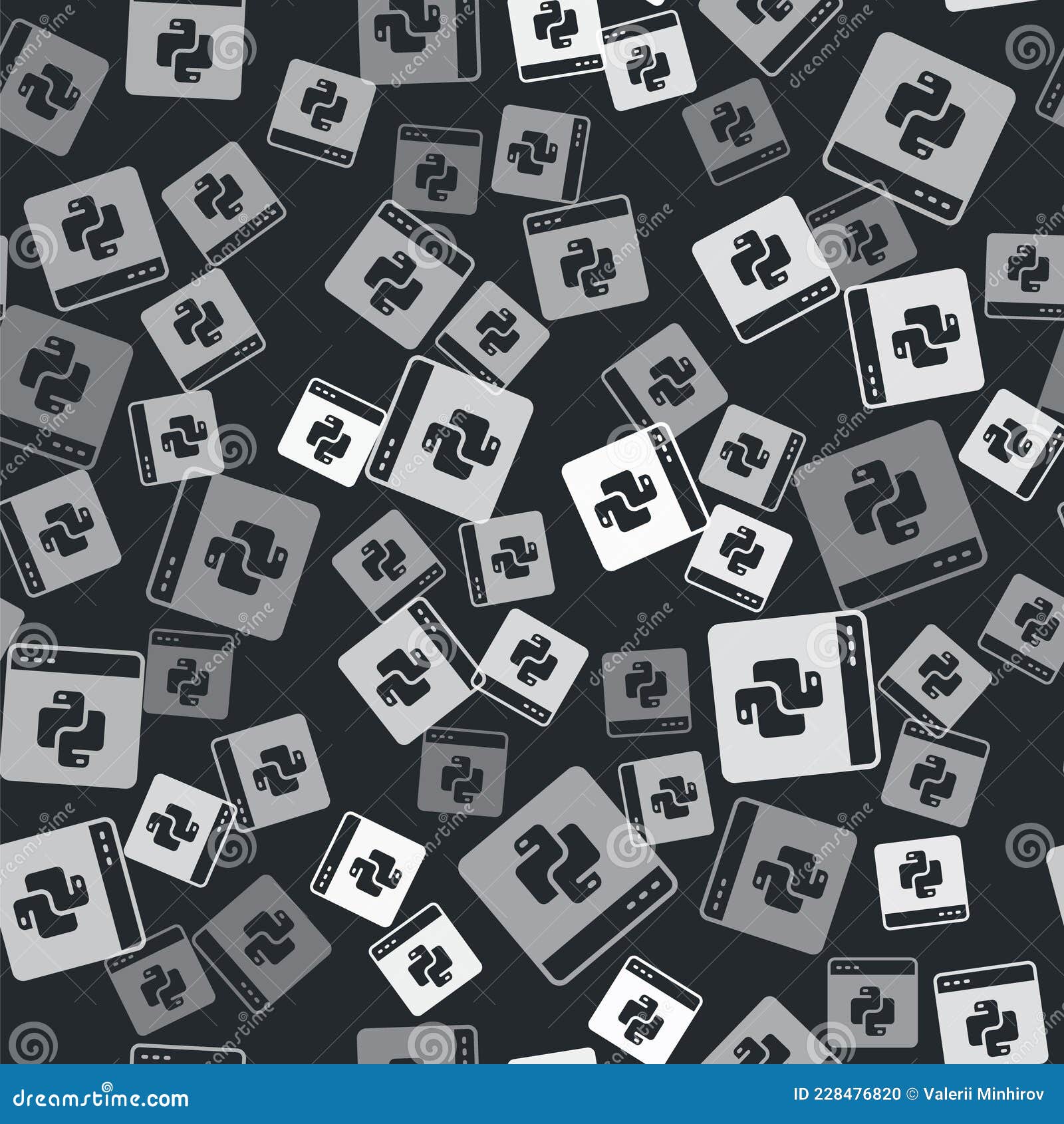 Grey Python Programming Language Icon Isolated Seamless Pattern on ... Grey Python Programming Language Icon Isolated Seamless Pattern on ...