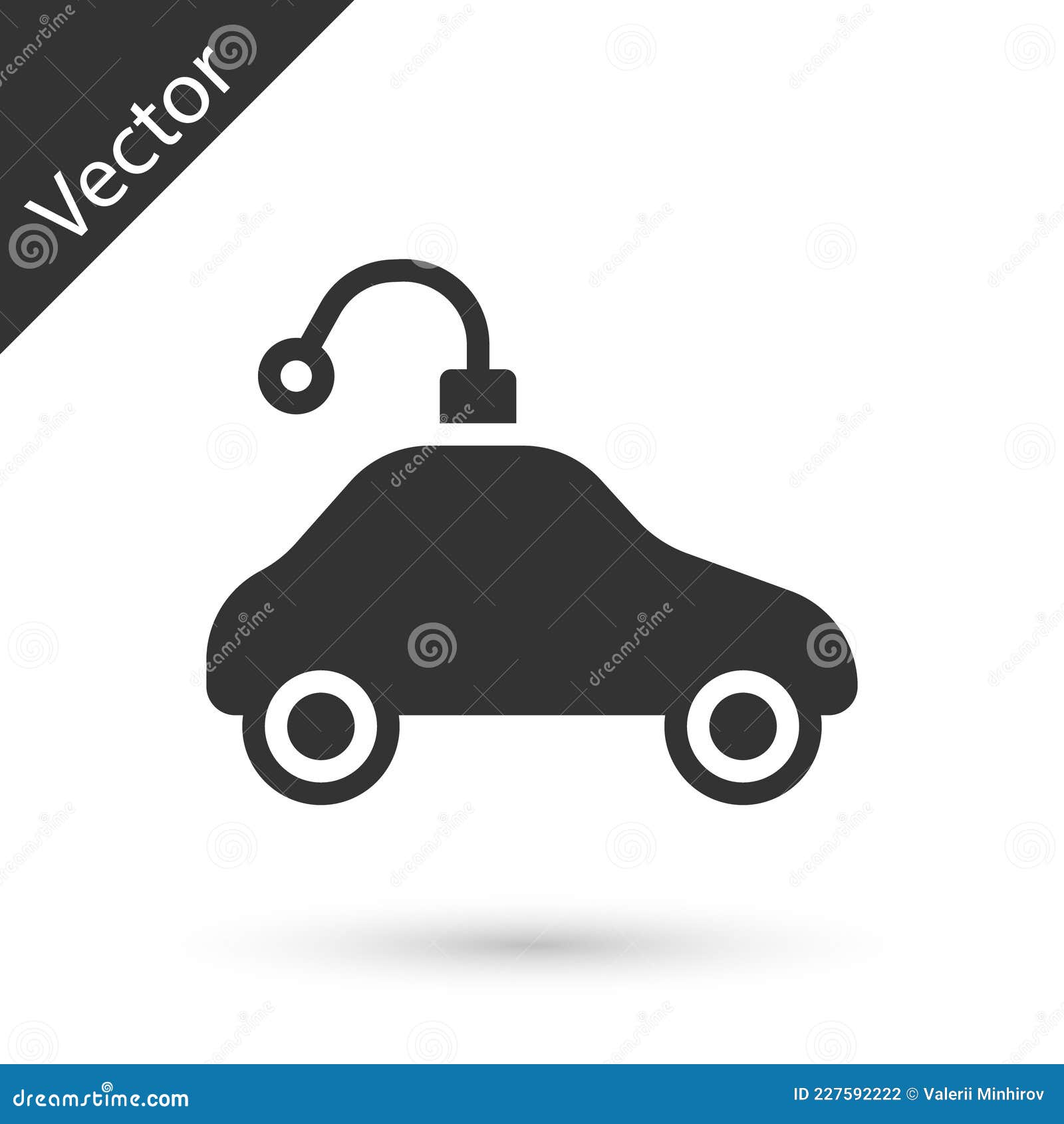 Grey Radio Controlled Car Toy Icon Isolated on White Background ...