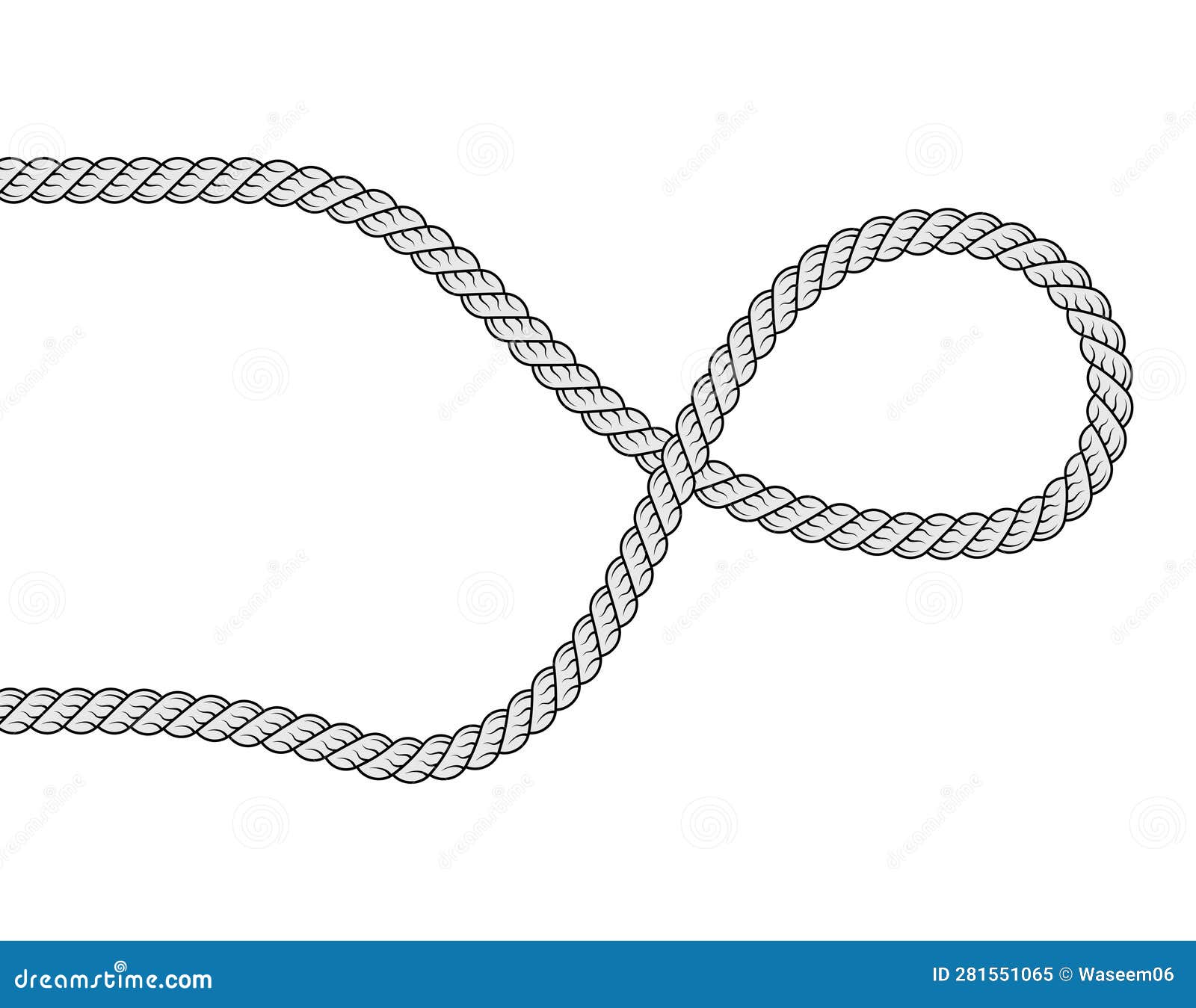 Grey Realistic Rope with Bristles Stock Illustration - Illustration of ...