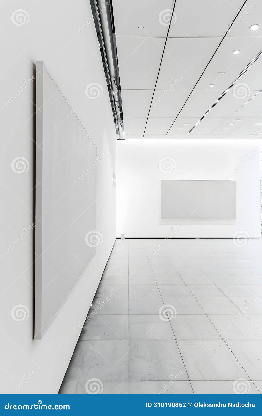 A Grey Rectangle Painting Hangs on Museum Hallway Wall Stock ...