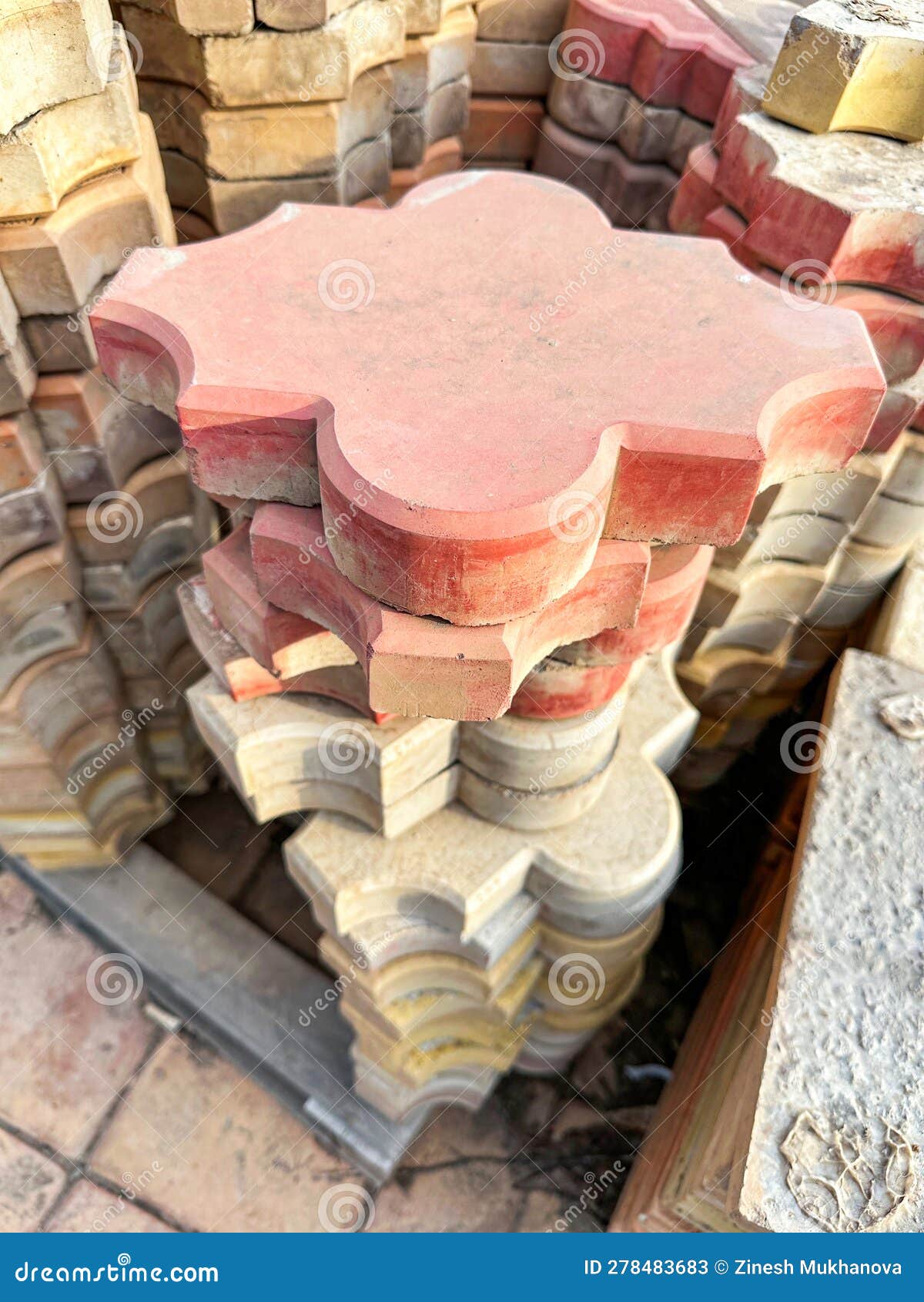 Grey and Red Concrete Paving Slabs in a Stack. Various Paving Slabs ...