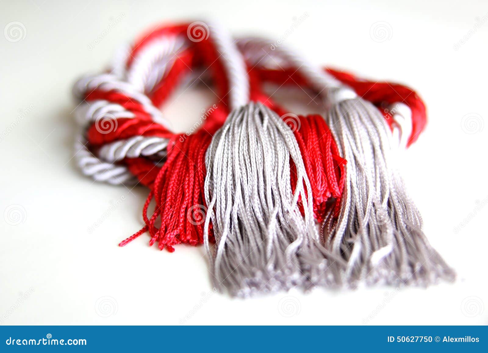 Grey and Red Ropes with Tassel Isolated Stock Photo - Image of isolate ...