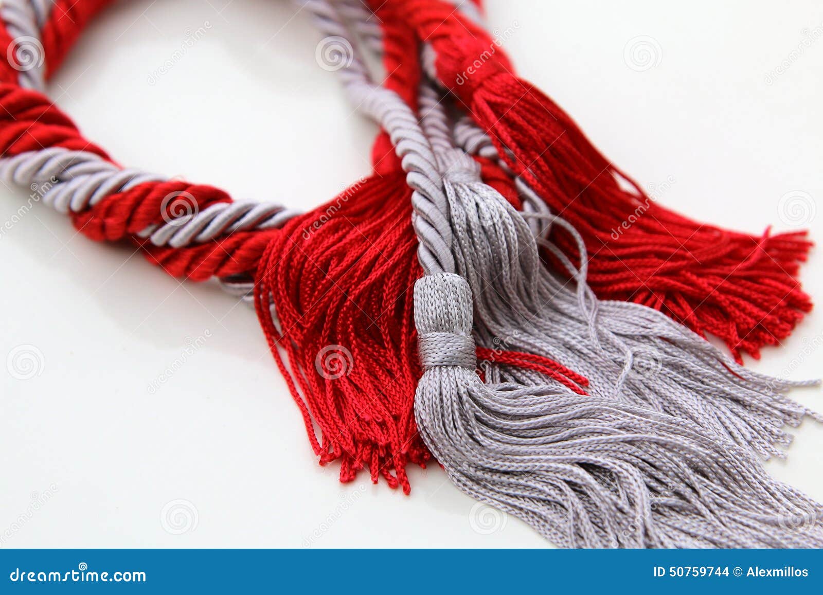 Grey and Red Ropes with Tassel Isolated Stock Photo - Image of grey ...