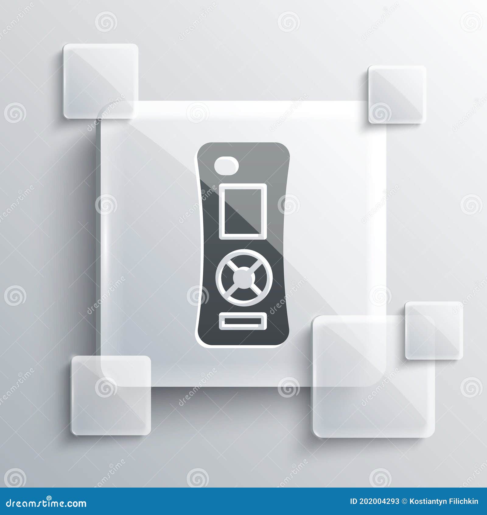 Grey Remote Control Icon Isolated on Grey Background. Square Glass ...