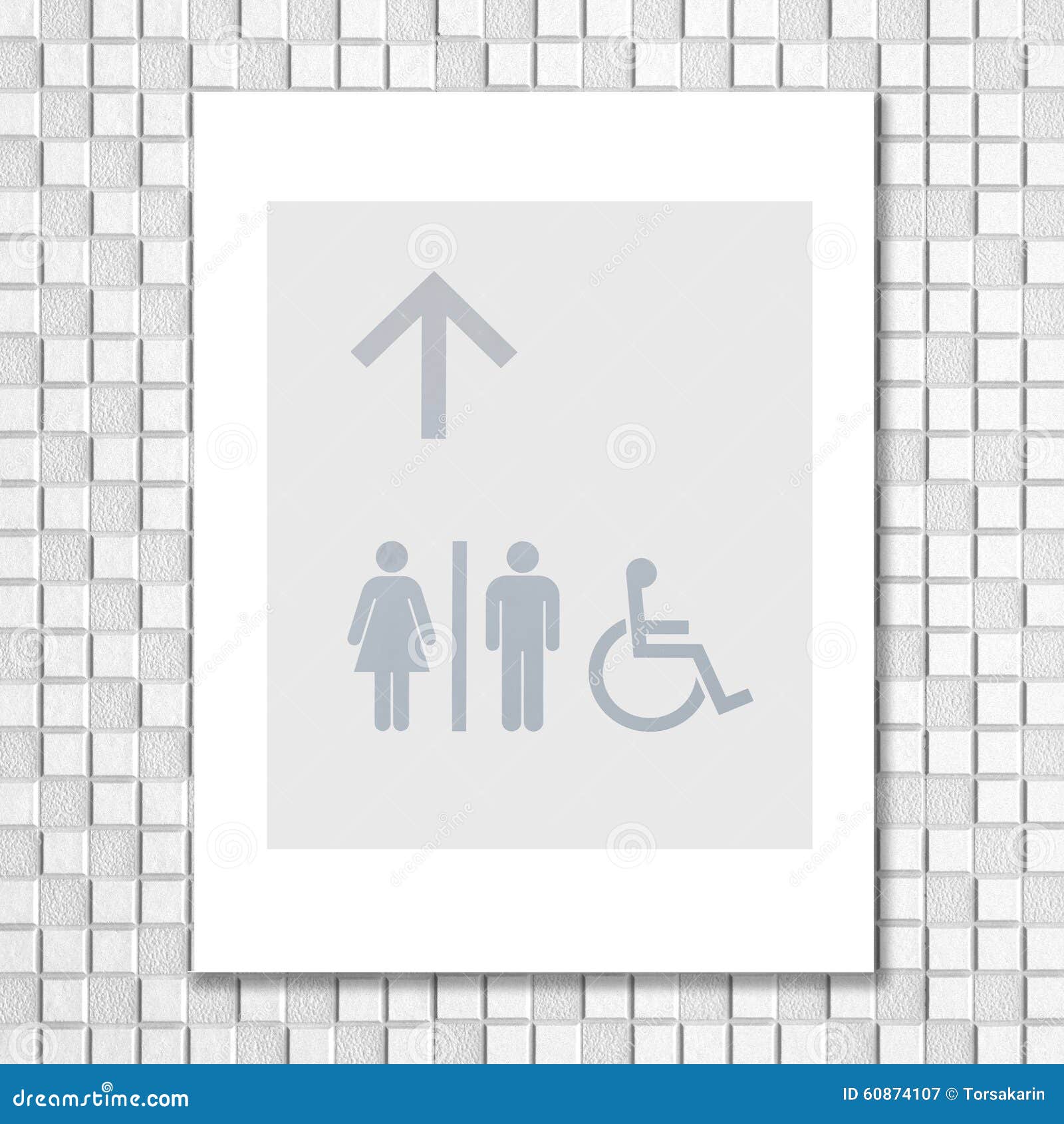 Grey Restroom Sign on White Wall Stock Image - Image of toilet, sign ...