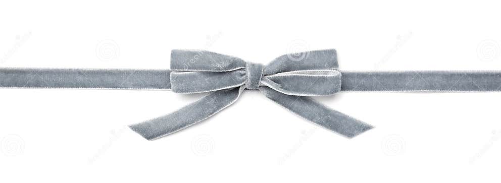 Grey Ribbon with Bow on White Background Stock Image - Image of ...