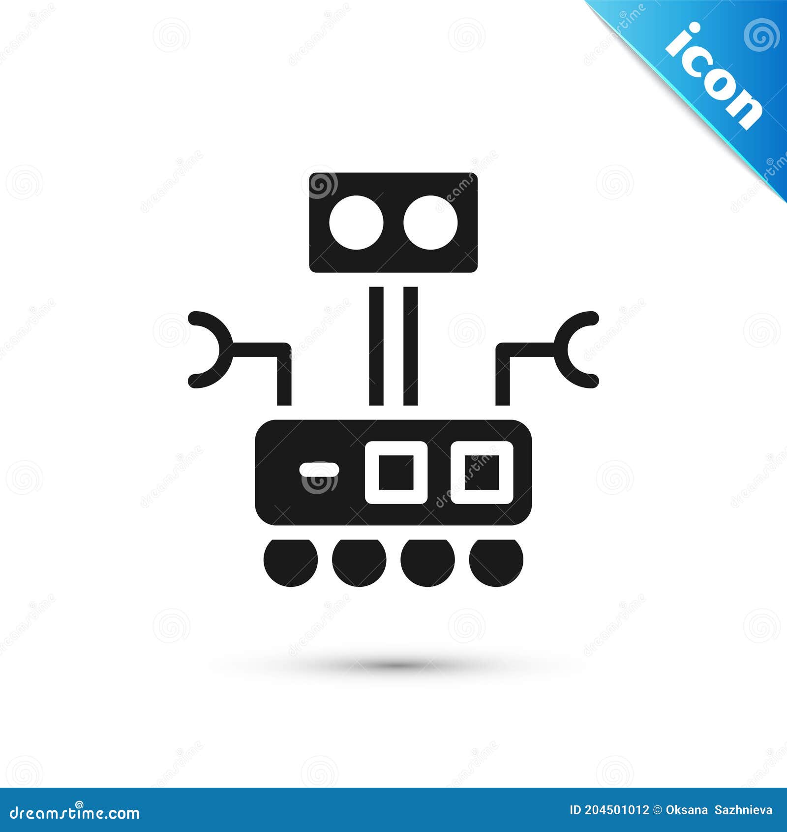 Grey Robot Icon Isolated on White Background. Artificial Intelligence ...
