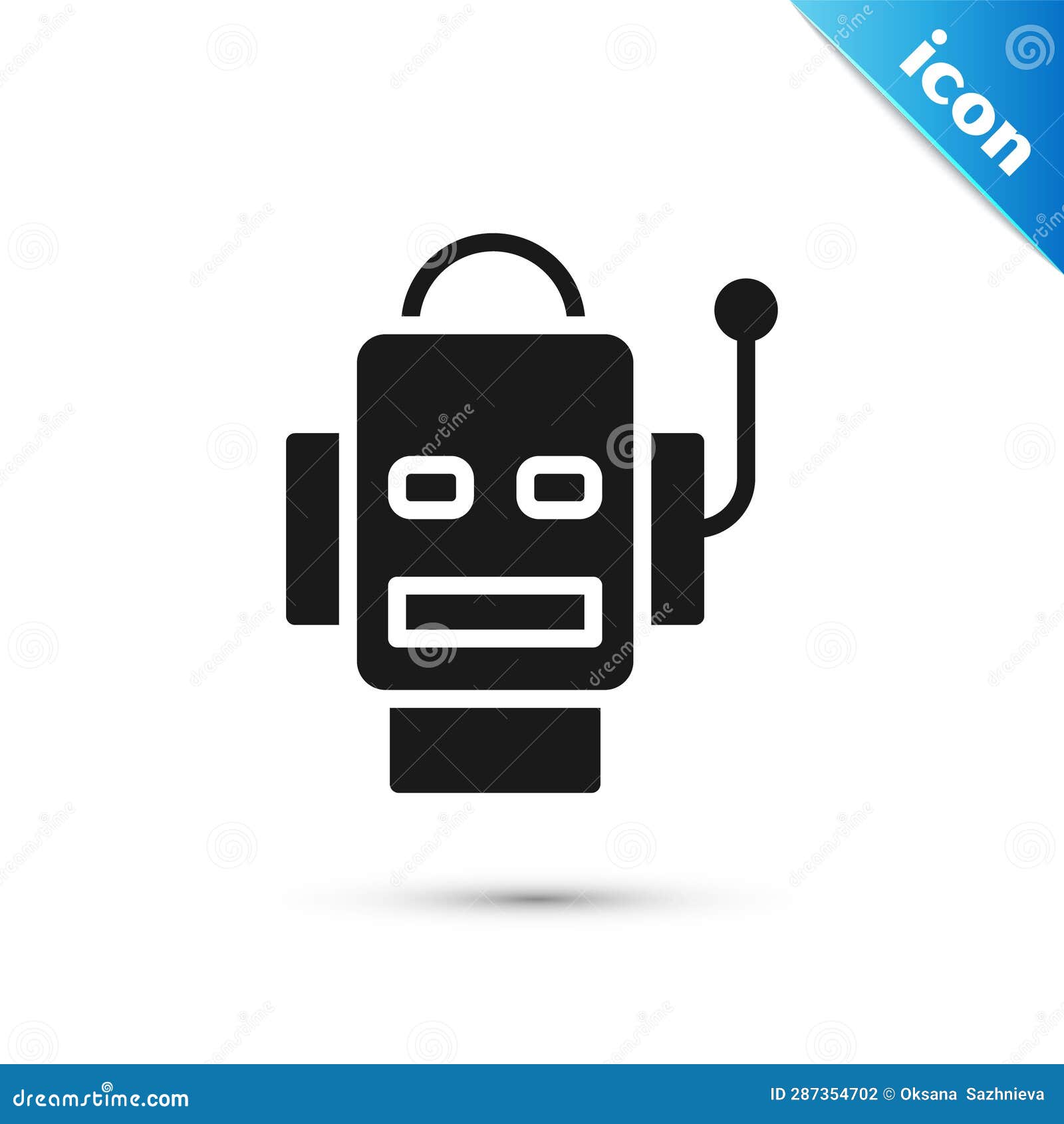 Grey Robot Icon Isolated on White Background. Artificial Intelligence ...