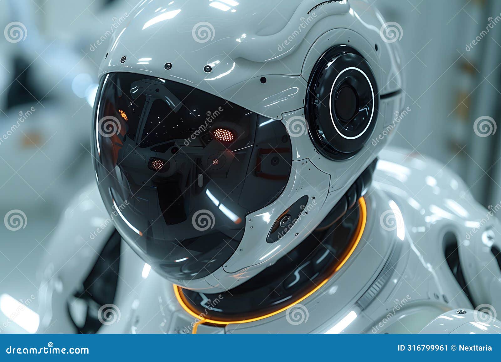 Grey Robotic Figure Surrounded by Advanced Technology and Cyan-Grey ...