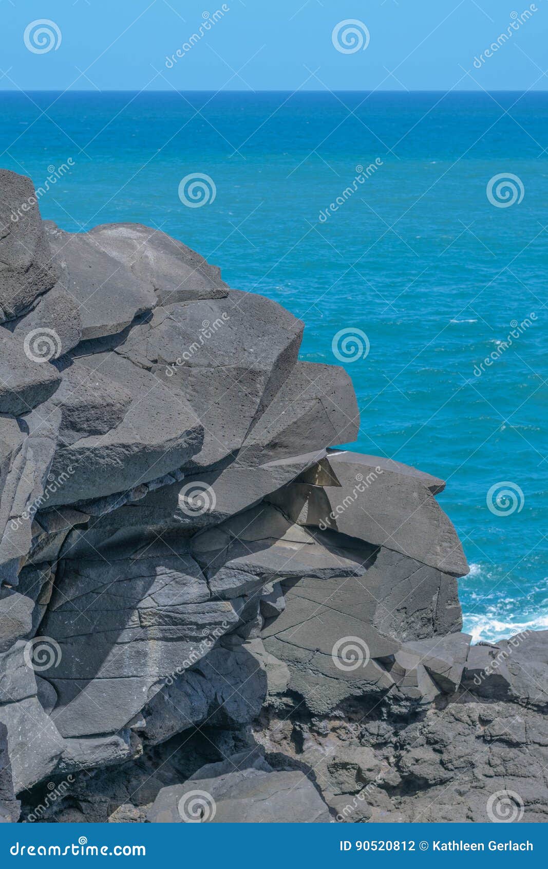 Grey Rock Formation and Blue Ocean Stock Photo - Image of pacific, rock ...