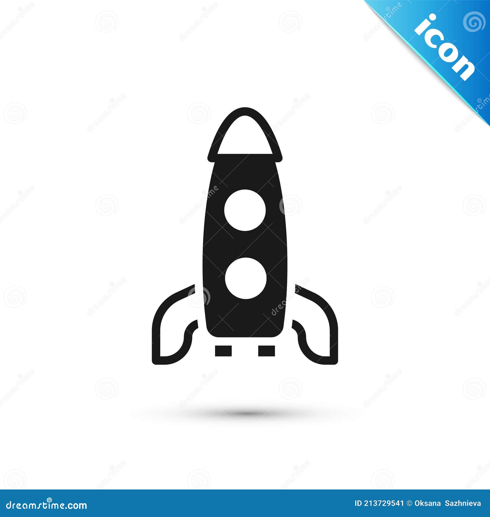 Grey Rocket Ship Icon Isolated on White Background. Space Travel Stock ...