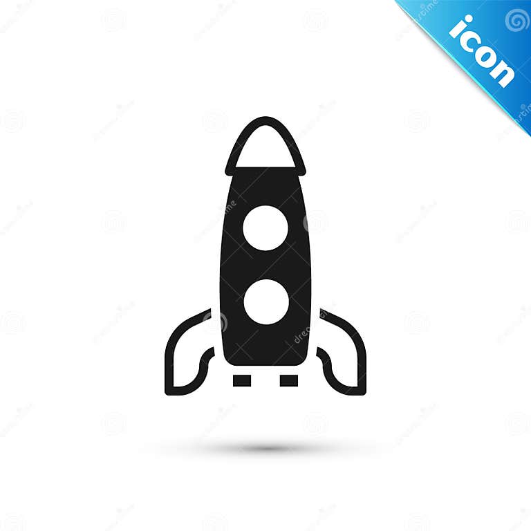 Grey Rocket Ship Icon Isolated on White Background. Space Travel Stock ...