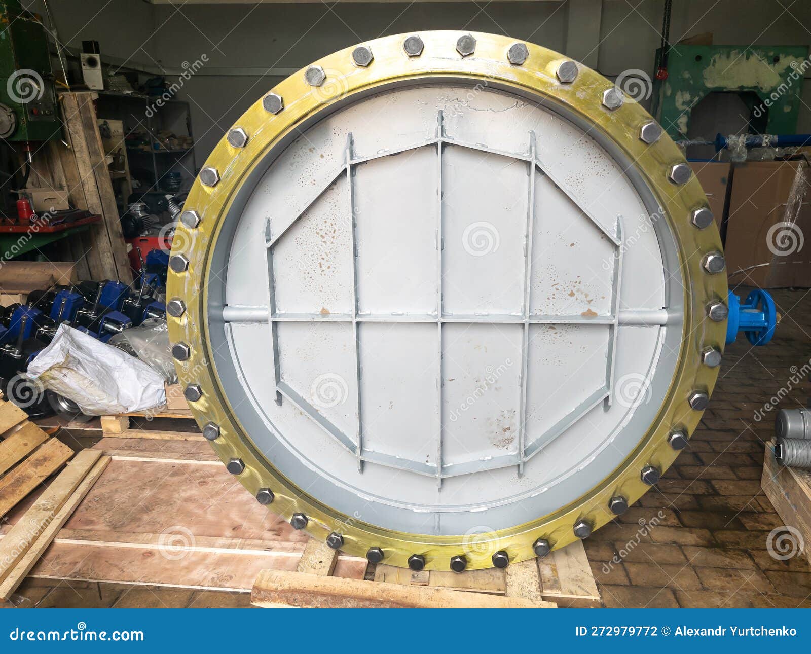 Grey Rotary Disc Pipe Valve for Pipe Flanges Close Up Stock Photo ...