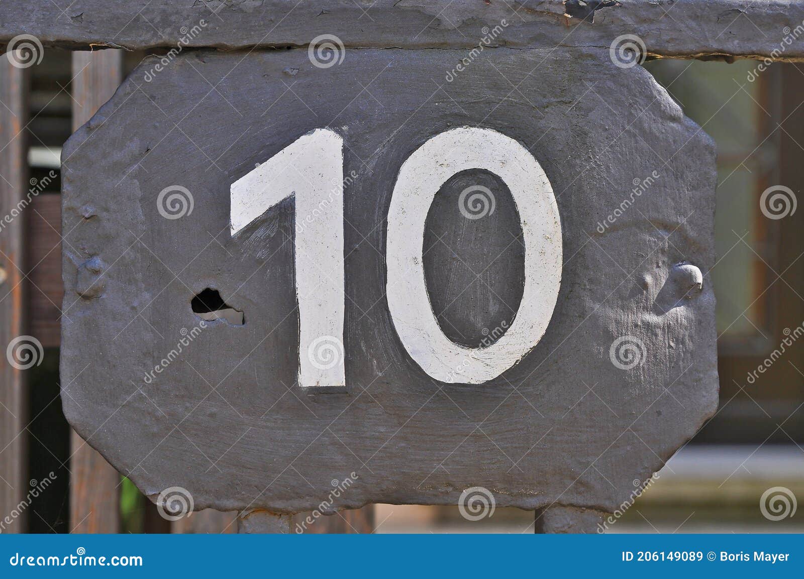 A Grey House Number Plaque, Showing the Number Ten Stock Image - Image ...