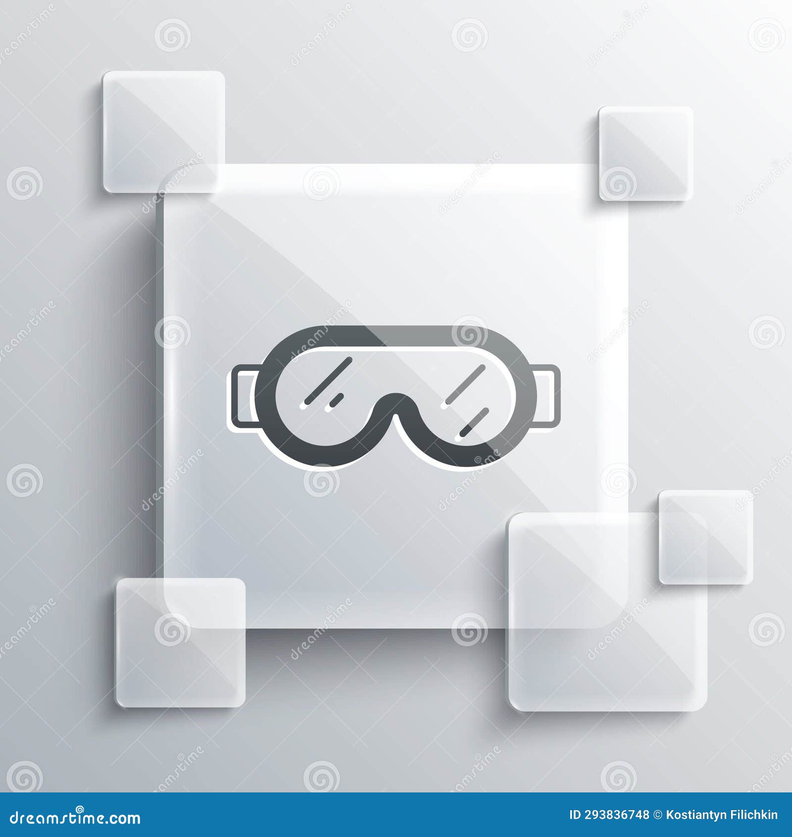 Grey Safety Goggle Glasses Icon Isolated on Grey Background. Square ...