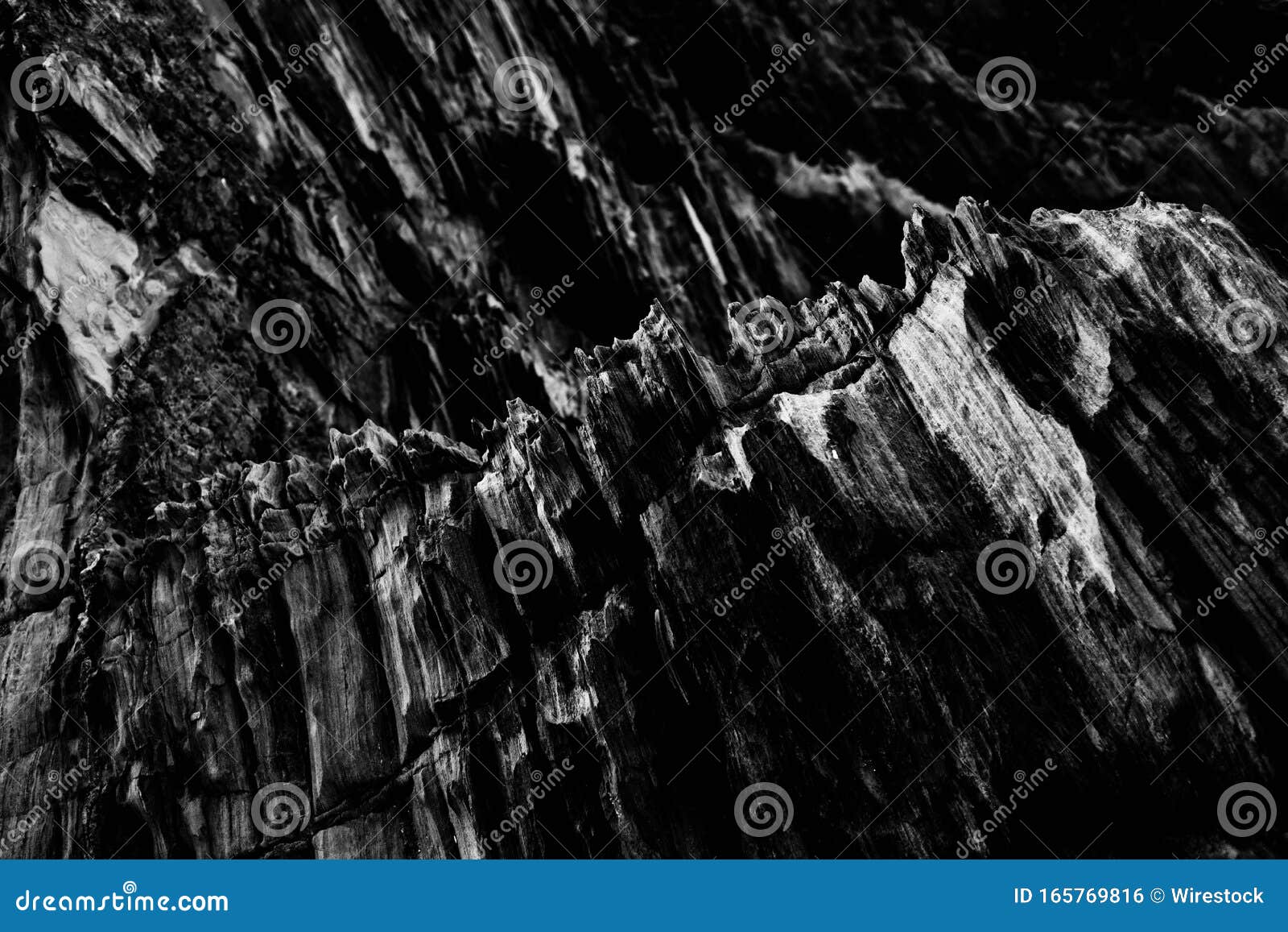 Grey Scale Shot of the Patterns on the Rocky Cliffs Stock Photo - Image ...