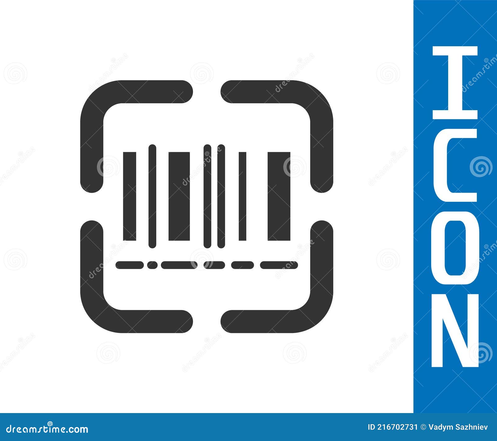 Grey Scanner Scanning Bar Code Icon Isolated on White Background ...